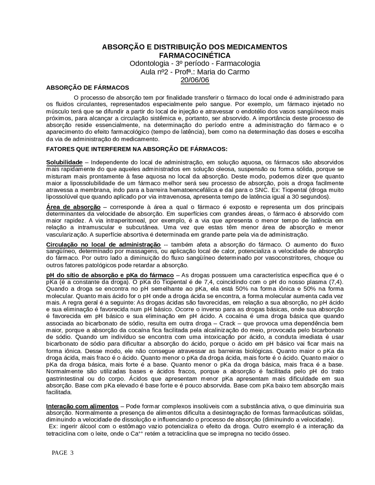 Farmacocinética Aula 02 Descrição Docsity