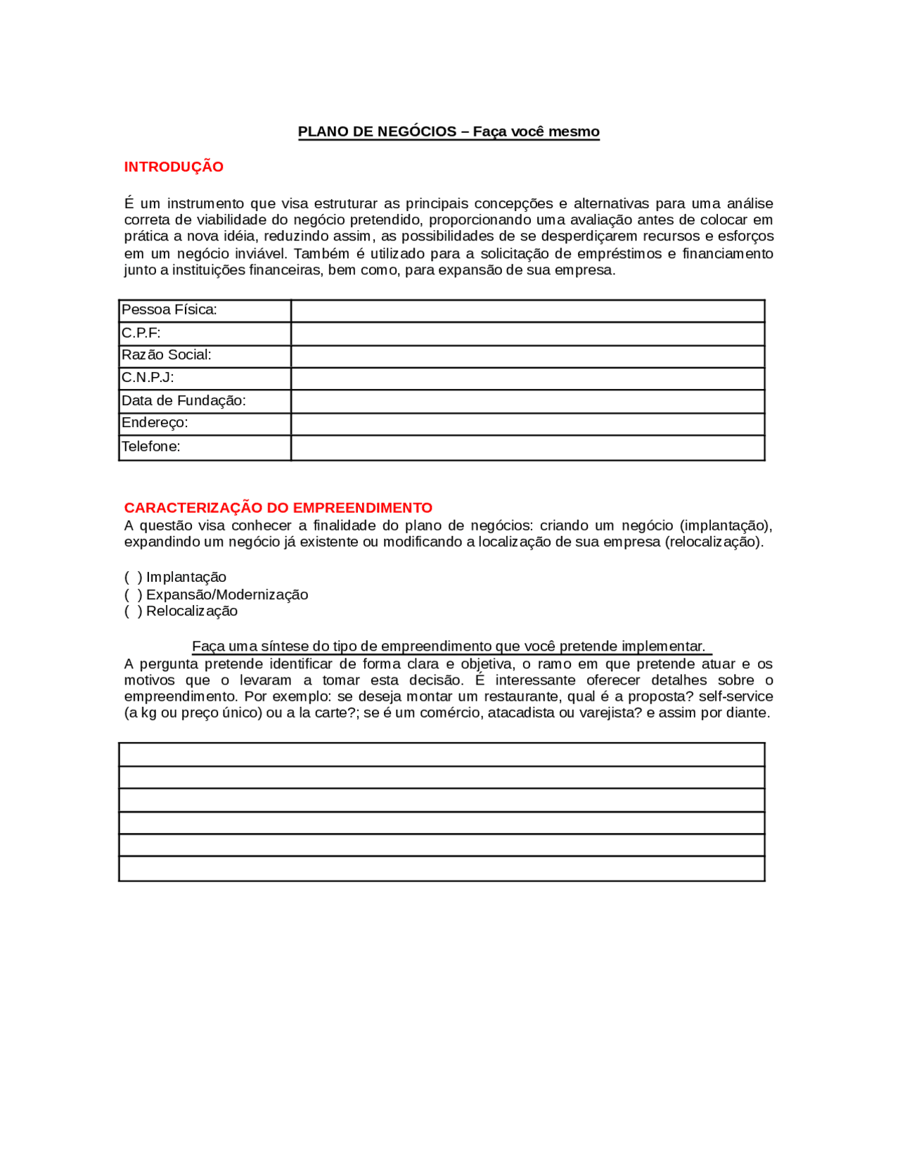 Plano De Negócios Docsity