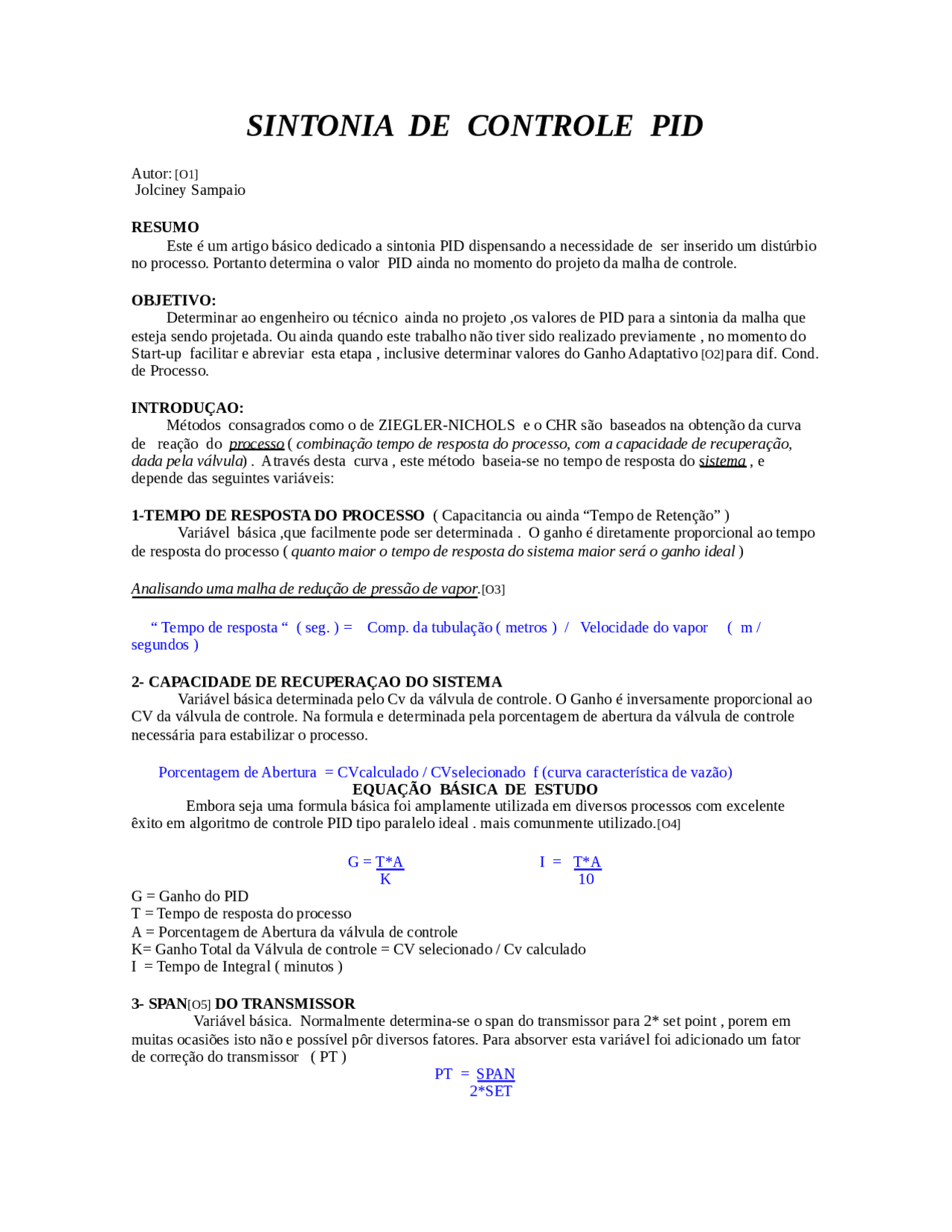 Sintonia de controle pid - - - - - - - - | Docsity