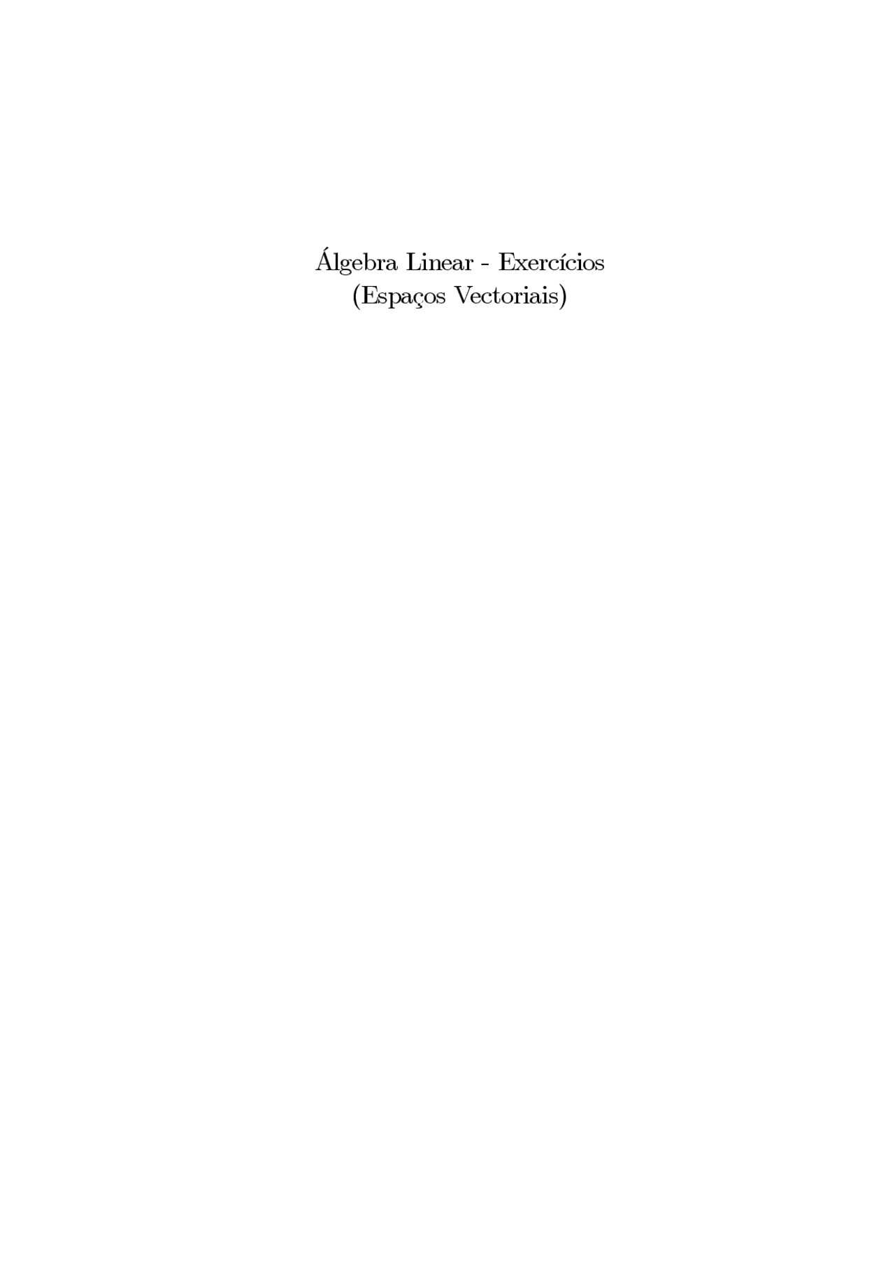 Exercícios De Álgebra Linear Docsity
