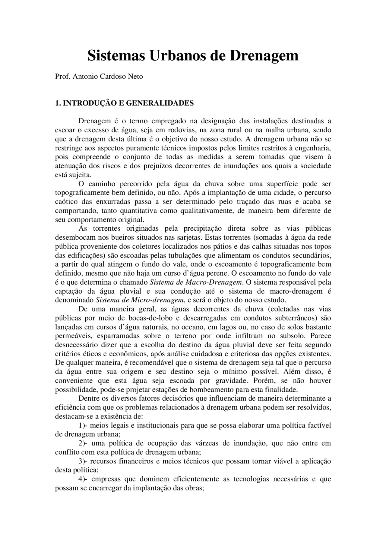 Sistemas Urbanos De Drenagem Material Sobre Drenagem Urbana Docsity