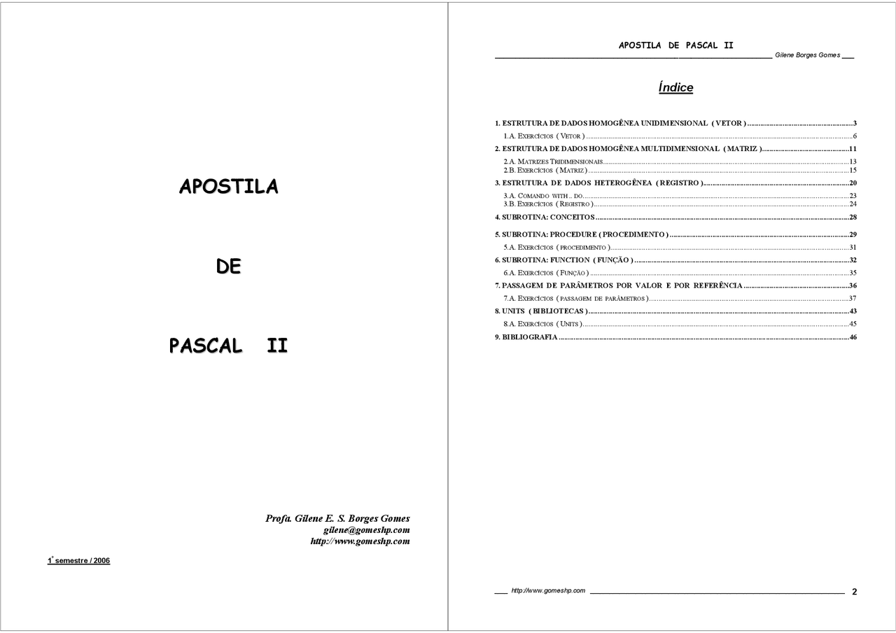 Apostila - Pascal - 2osem - otima apostila sobre pascal - Docsity