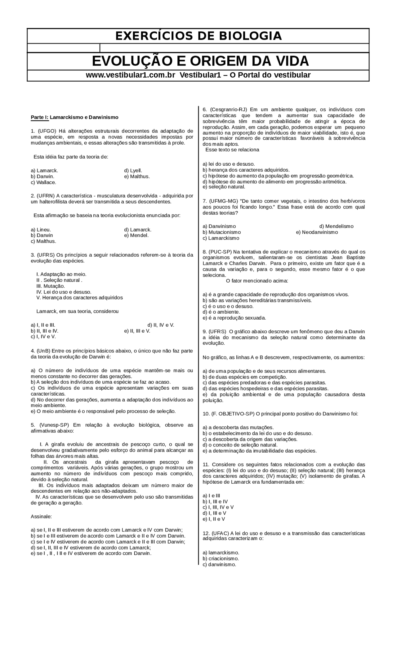 Evolução E Origem Da Vida Docsity