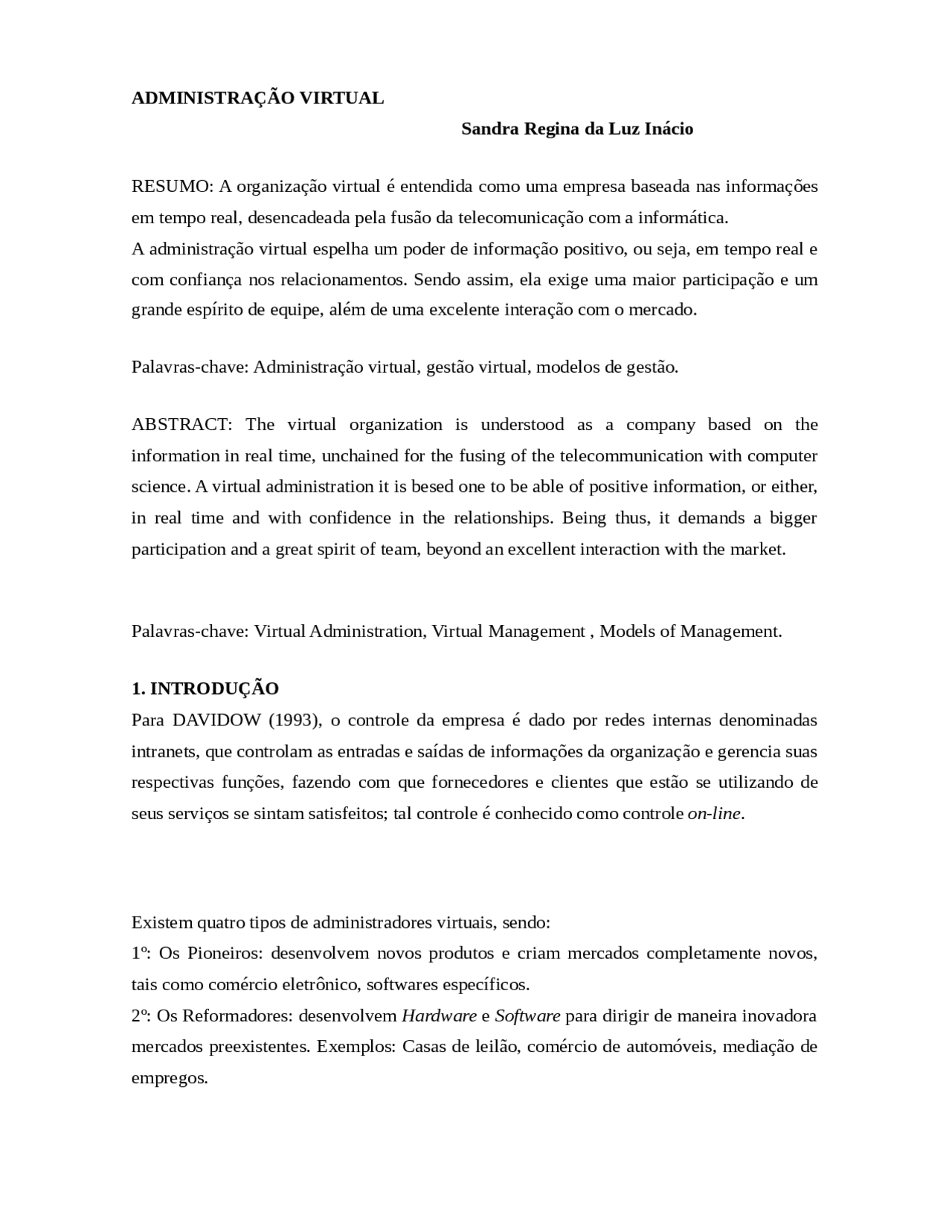 Administração Virtual Administração Virtual Docsity