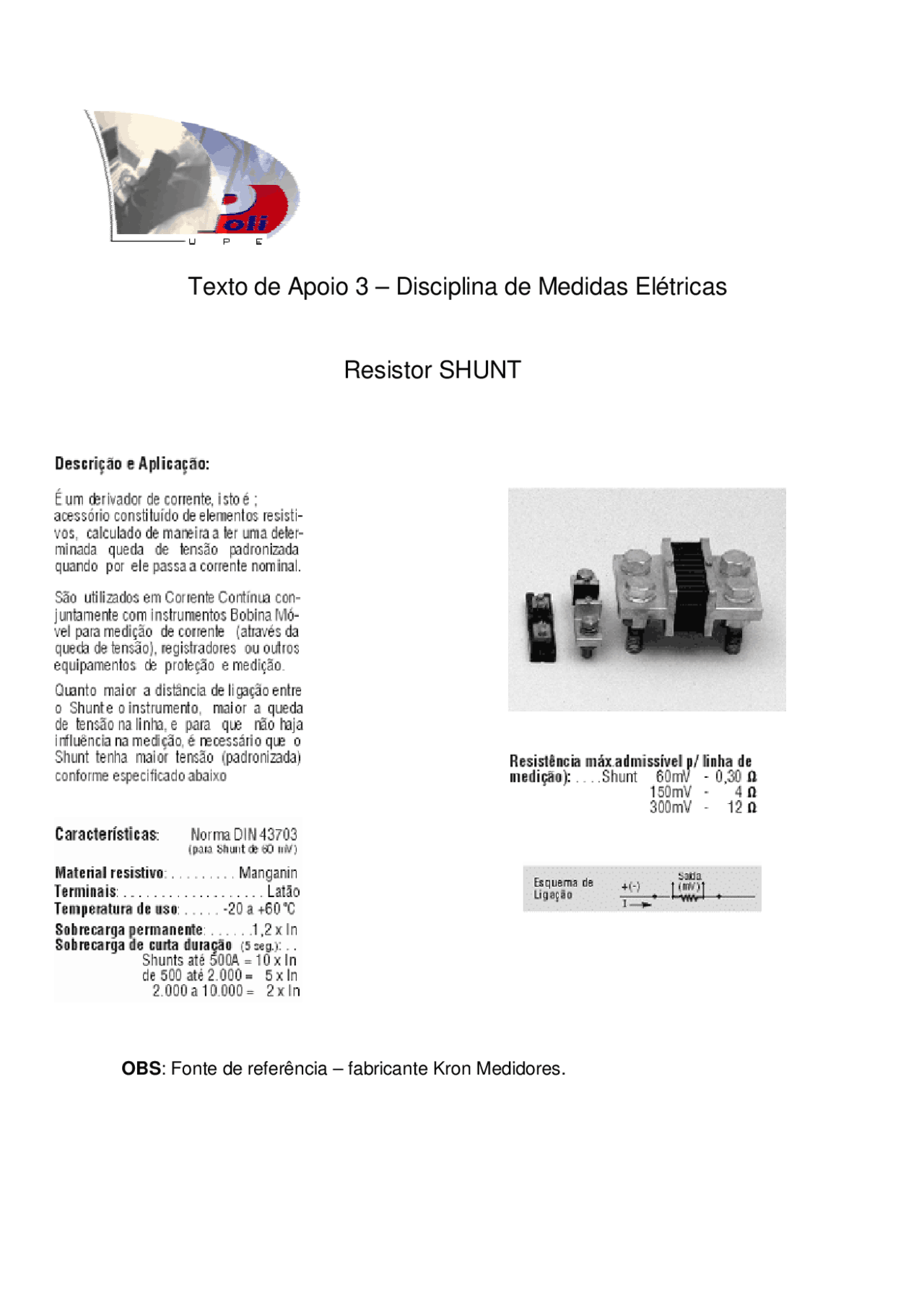 Resistor Shunt Docsity