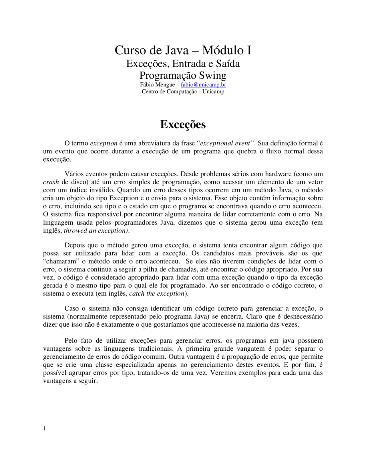 Curso De Java Parte 1 Docsity