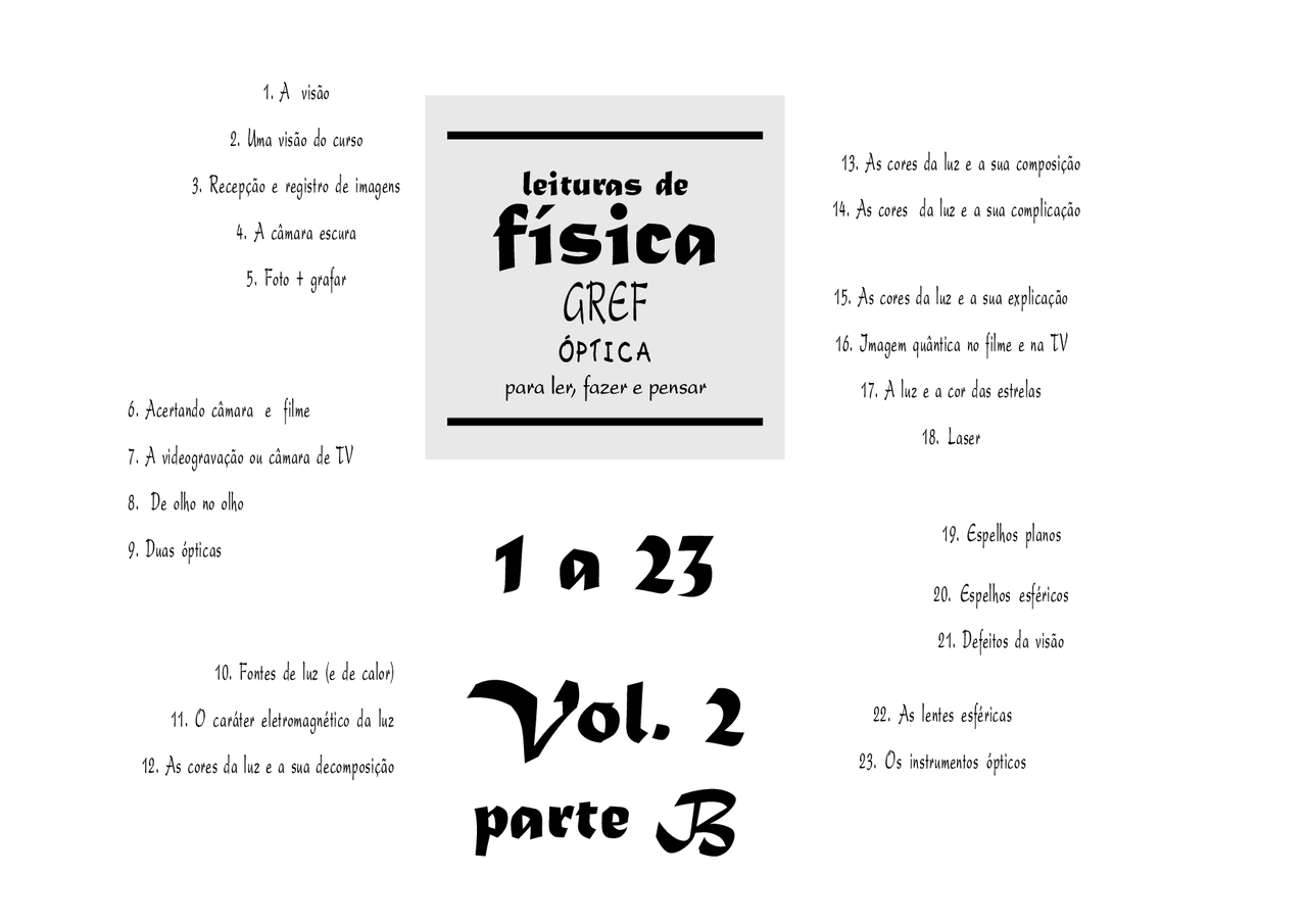 Física GREF 1 a 23Vol. 2 A visão - Livro de Optica do GREF - USP - Docsity