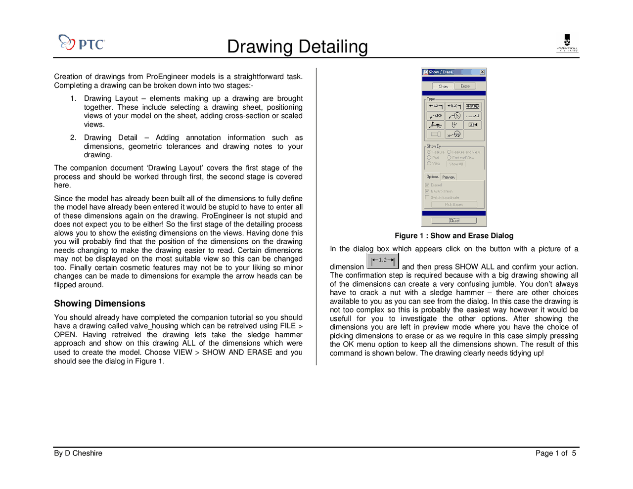 Engenharia Mecânica: Drawing Detailing - Tutorial do ProEngineer Wildfire 2 da PTC | Docsity