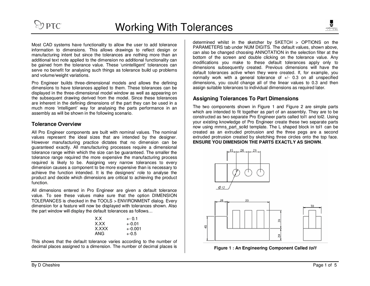 08 - Tolerances - Tutorial do ProEngineer Wildfire 2 da PTC - Docsity