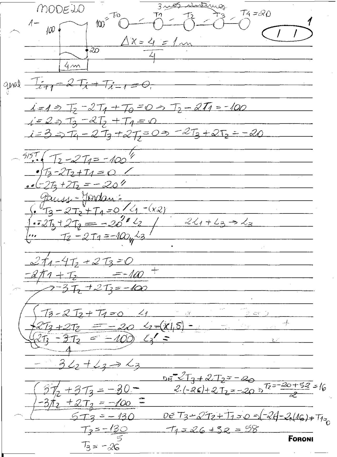 Exercício modelo de Métodos Numéricos em Fenômenos II - Exercicío modelo de Métodos - Docsity