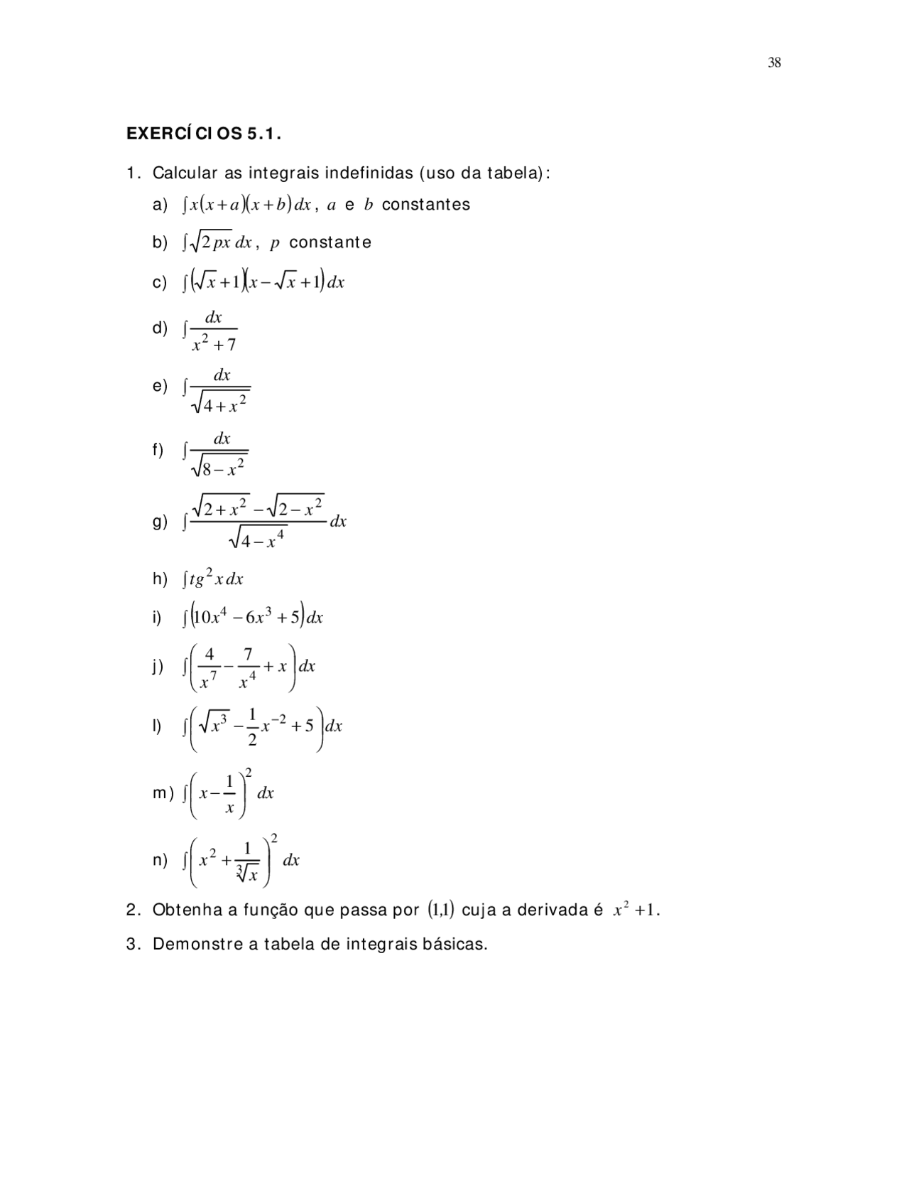 Cálculo Diferencial E Integral Parte 1 Exerccios Integrais Com