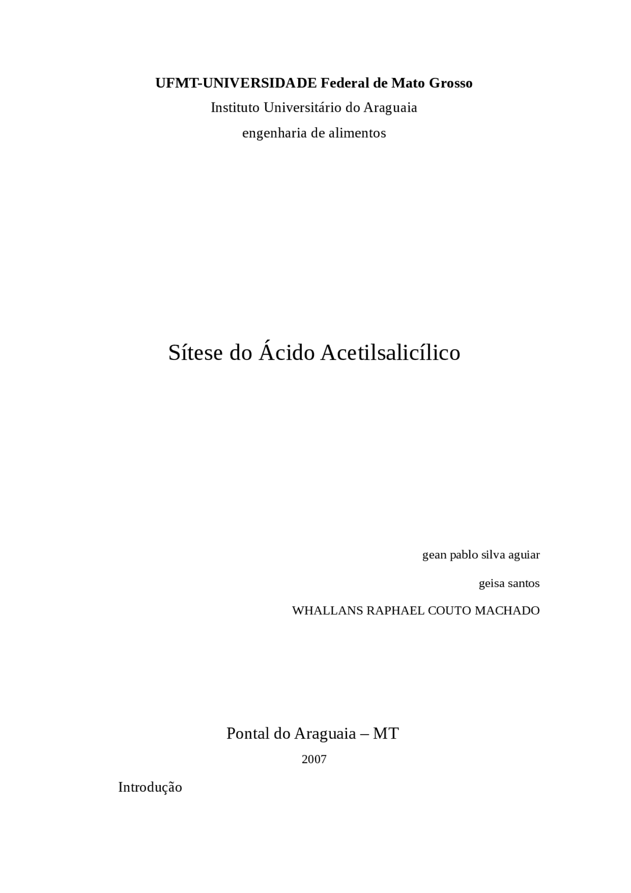 Sítese do Ácido Acetilsalicílico - aula pratica de: sintetizar ácido ...