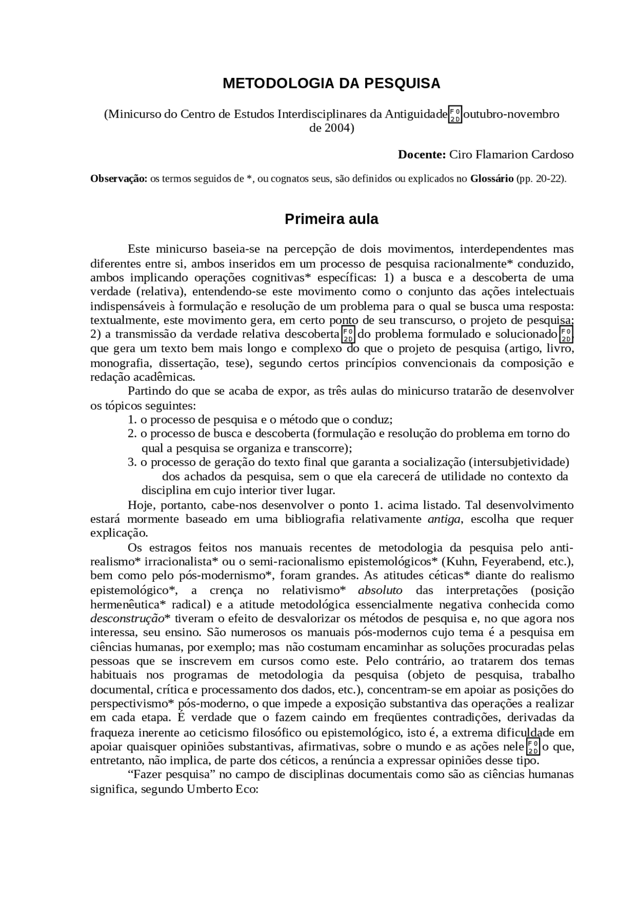 Metodologia De Pesquisa Cientifica Mini Curso Da Pós Mestrado Da Uff