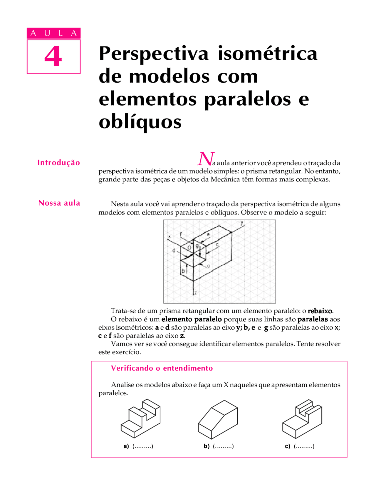 04. Perspectiva isométrica de modelos com elementos paralelos e oblíquos - SENAI - Docsity