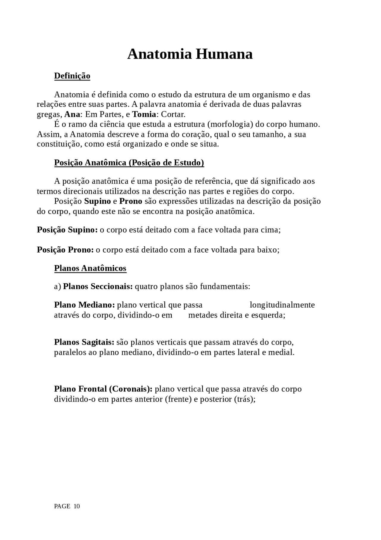 Plano e termos anatômicos: noções preliminares de anatomia - anatomia ...