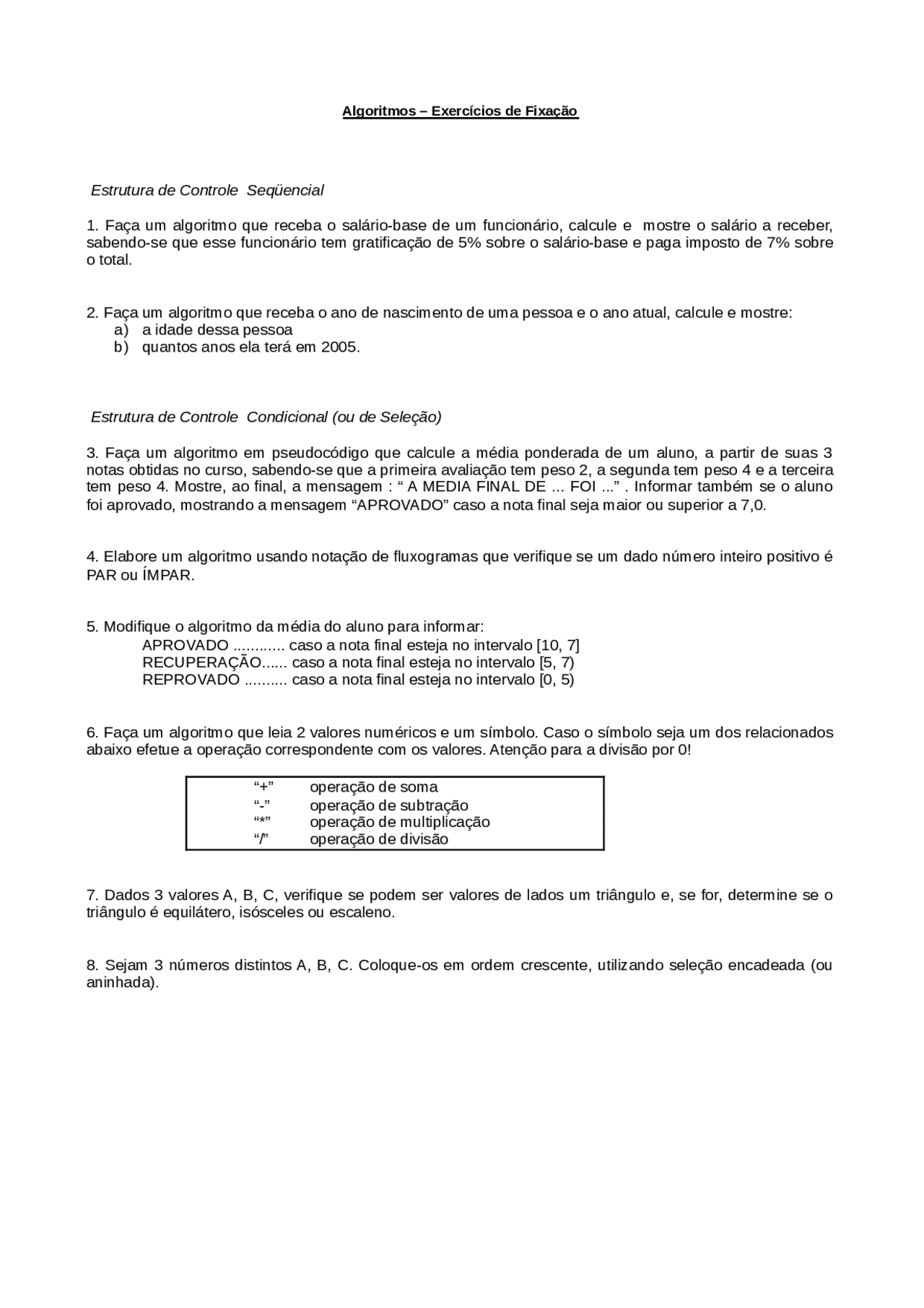 Lógica De Programação Exercicios Resolvidos De Lógica De Programação