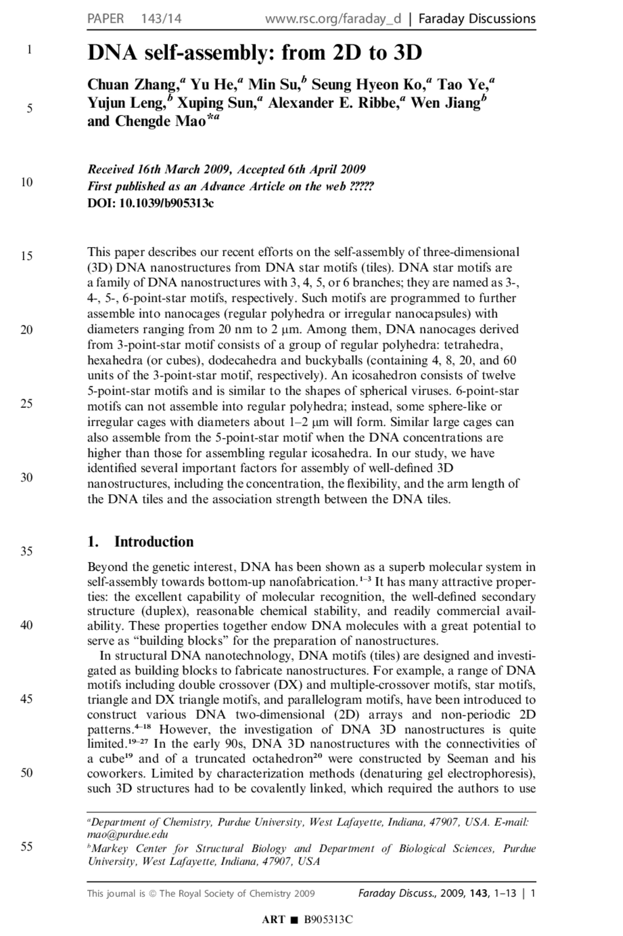 DNA self-assembly from 2D to 3D - DNA self-assembly from 2D to 3D - Docsity