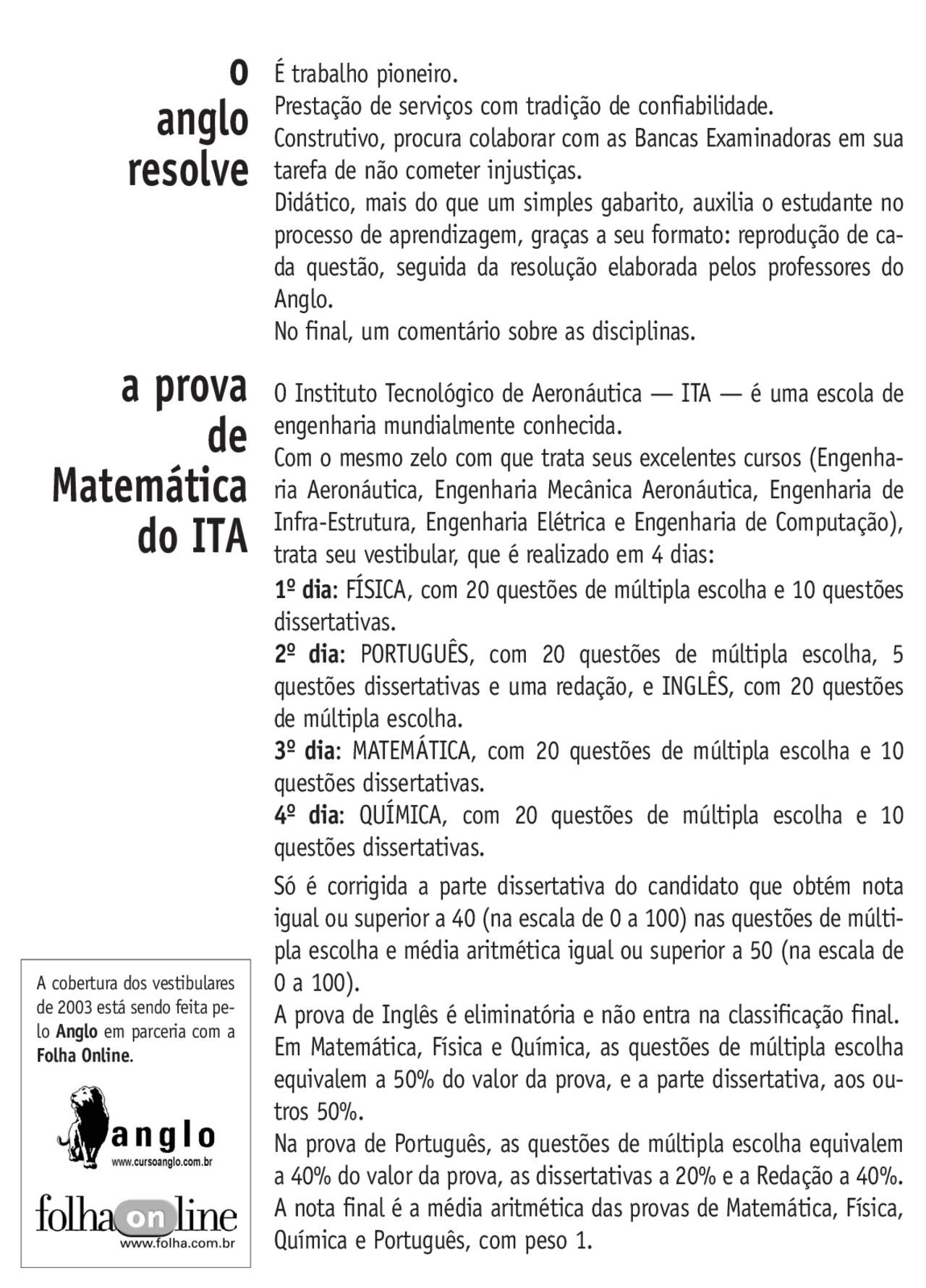 ITA 3 - exercícios resolvidos - ITA 3 - exercícios resolvidos - Docsity