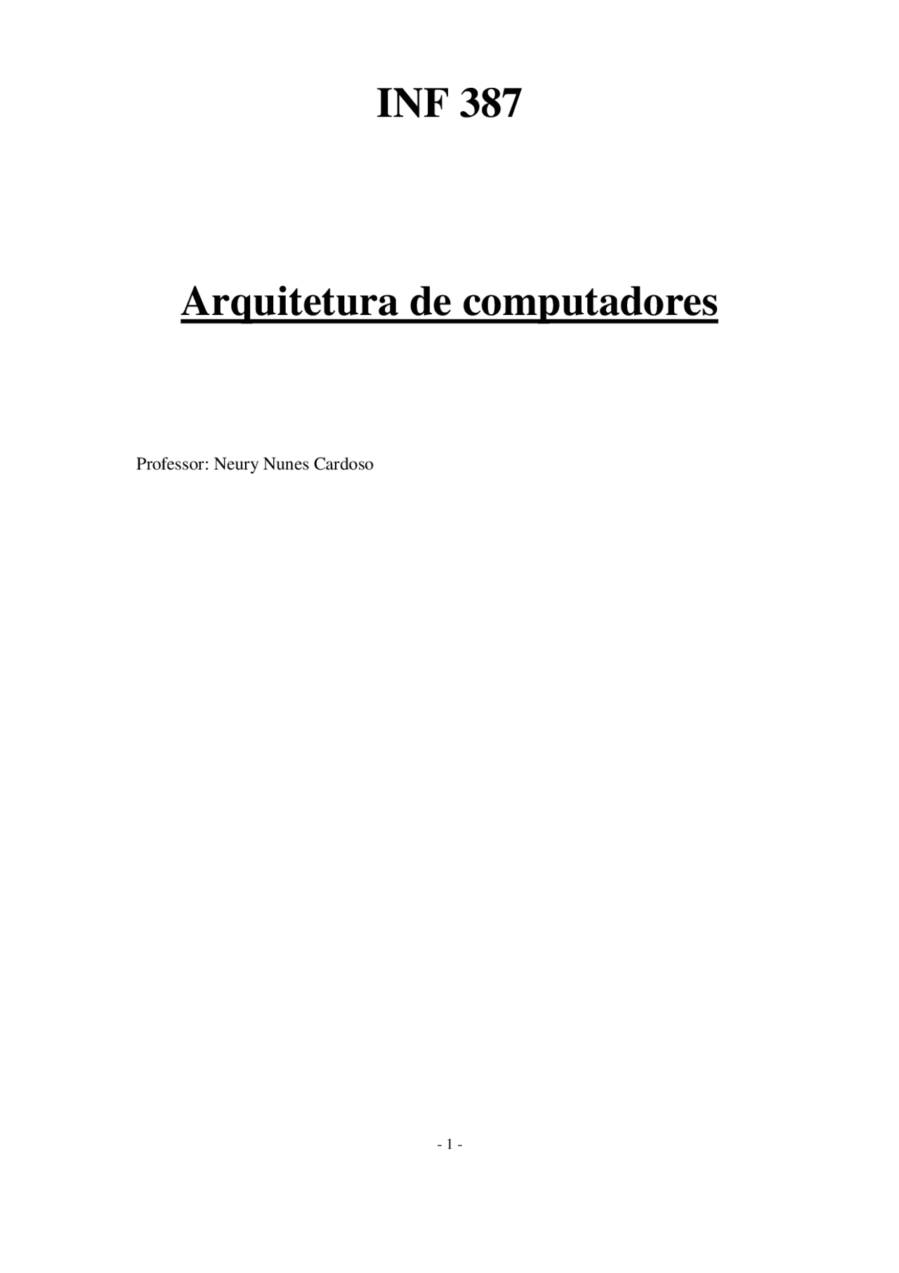 Arquitetura De Computadores Apostila Completa Docsity