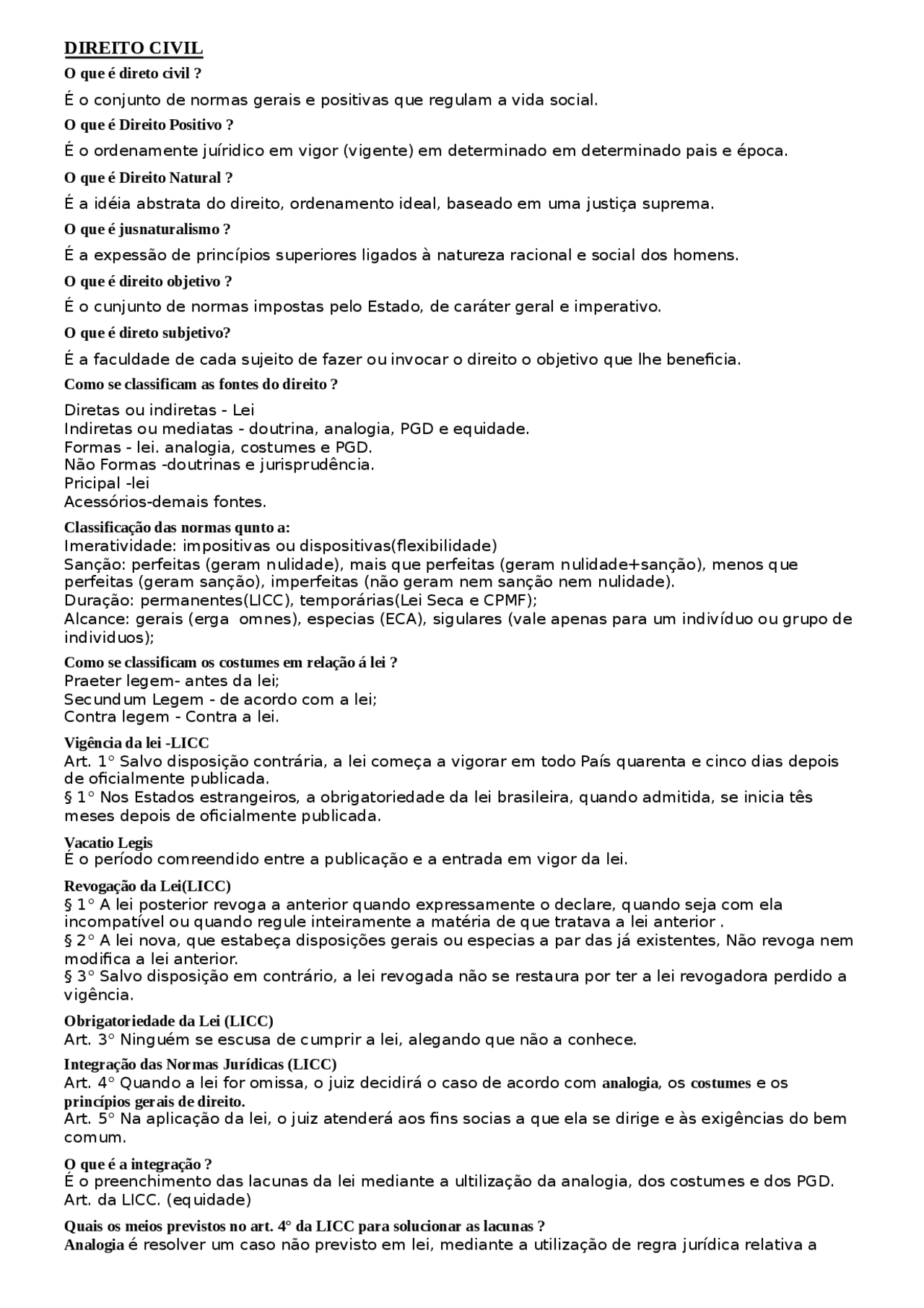 Direito Civil Questionário Respondido Docsity