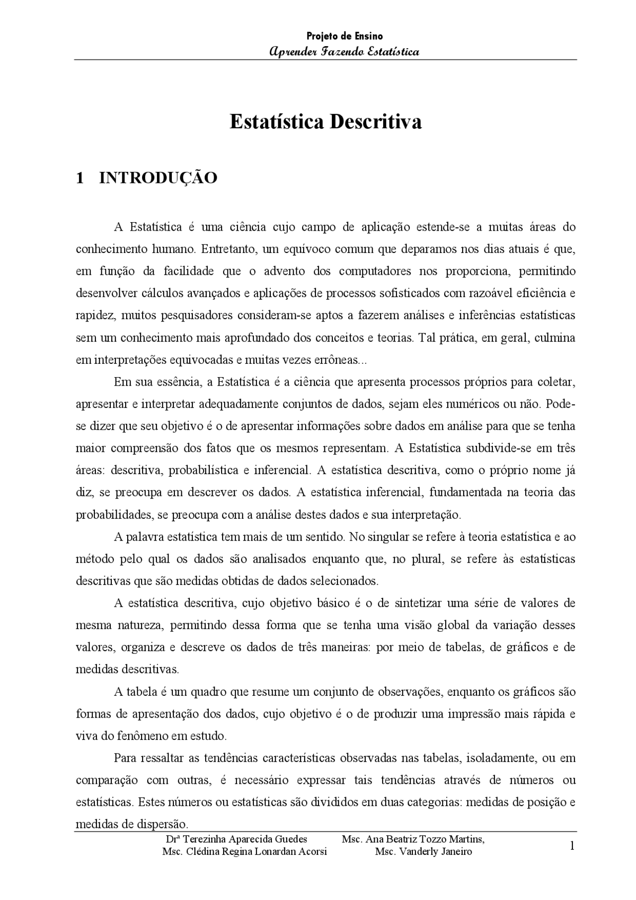 Estatistica descritiva - estatistica descritiva - Docsity