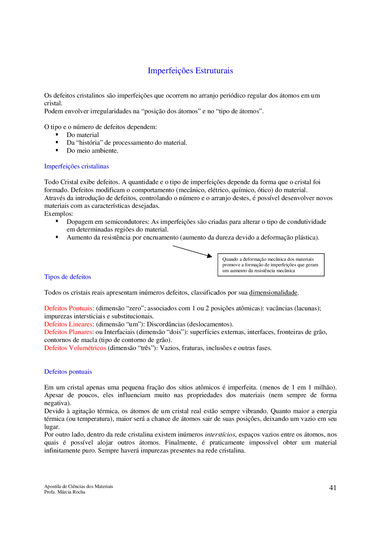Apostila De Ciencia Dos Materiais Imperfeiçoes Estruturais Docsity