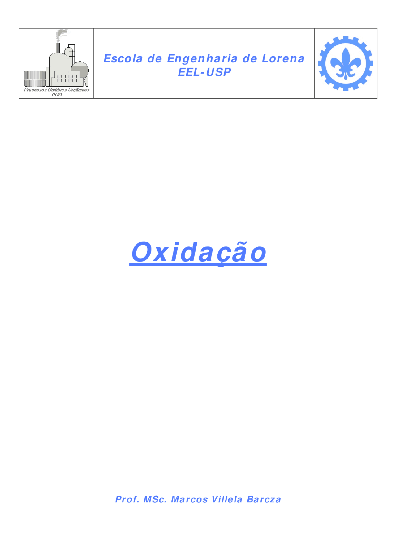 Processos Unitários Orgânicos Oxidação Para Alunos Da Eel Docsity