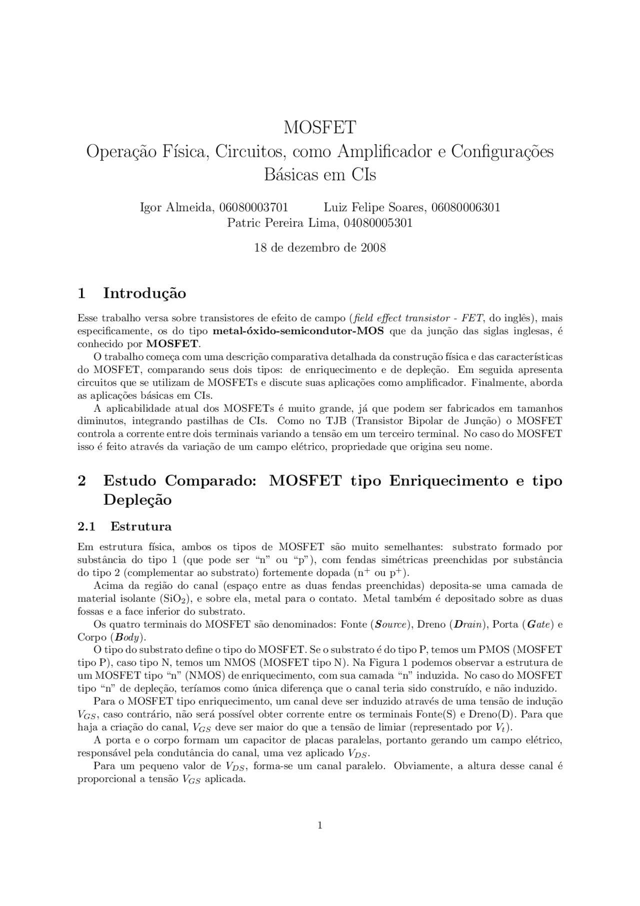 Mosfet Apostila Sobre Mosfet Docsity