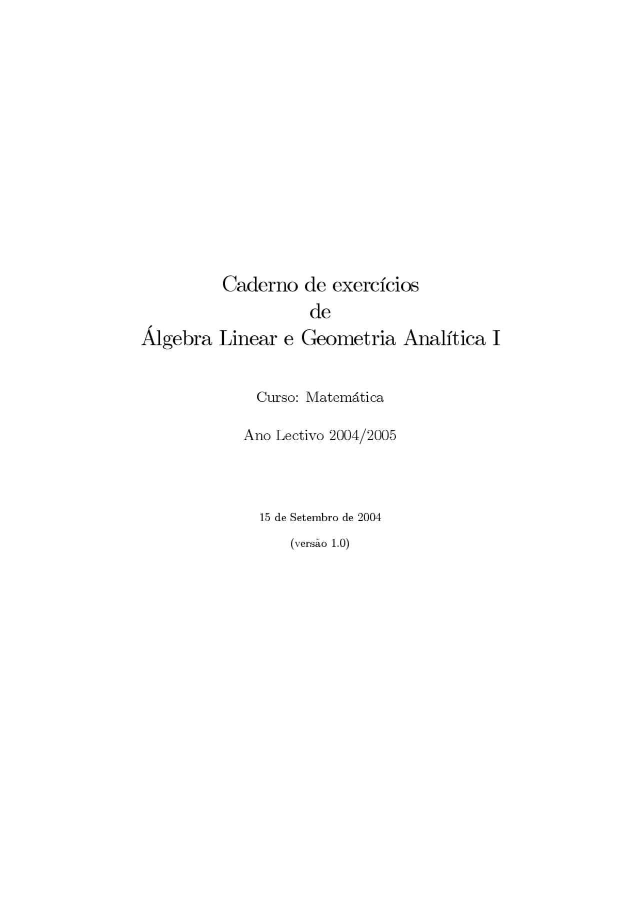 Geometria Analitica Caderno De Exercicios Docsity