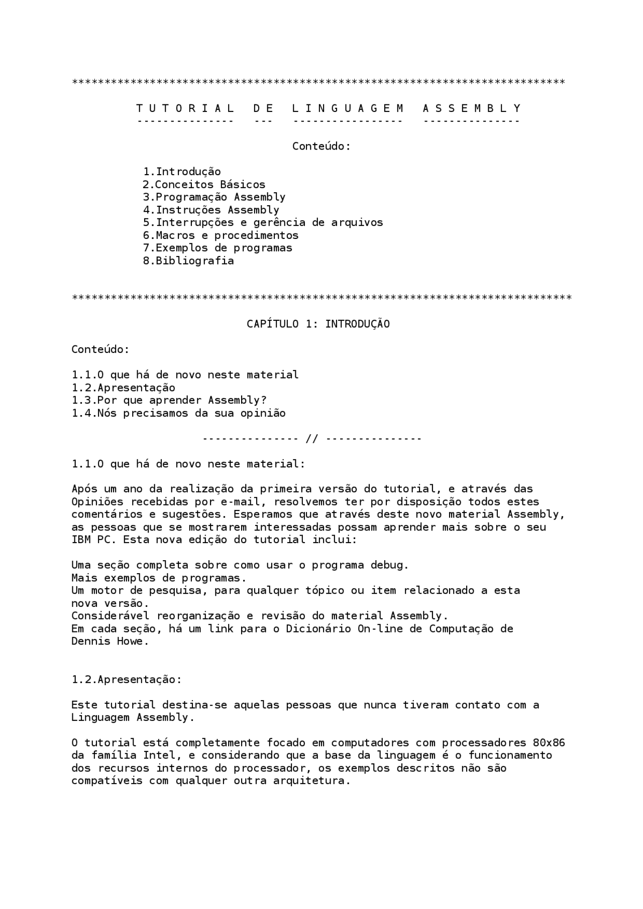 Tutorial Linguagem Assembly Tutorial Em Portugues Da Linguagem De