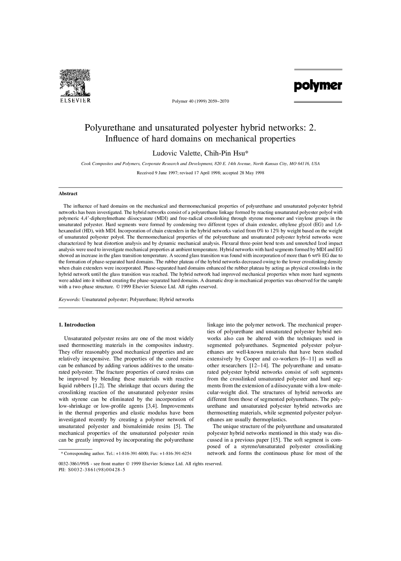 Polyurethane And Unsaturated Polyester Hybrid Networks 2