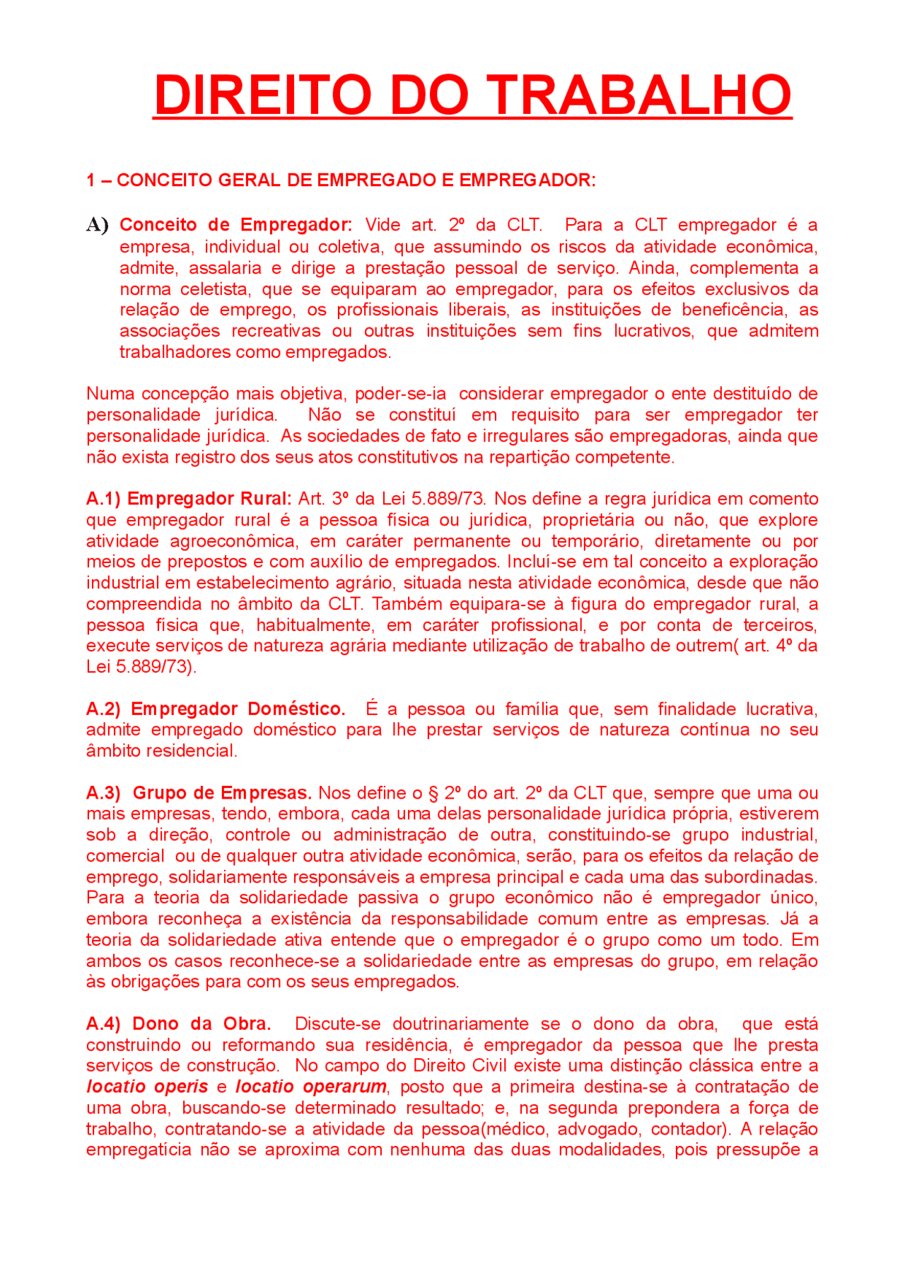 Apostila Direito Do Trabalho Resumão De Direito Do Trabalho Docsity
