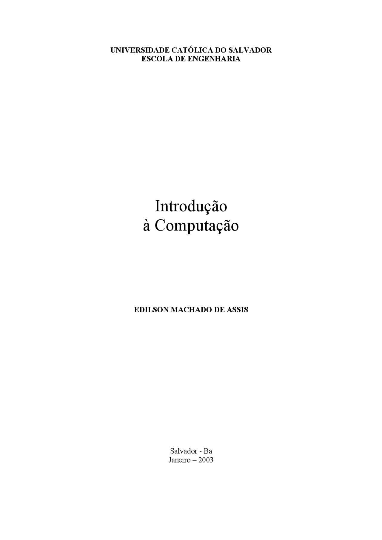 Introdução à Computação Apostila Da Matéria Introdução à Computação