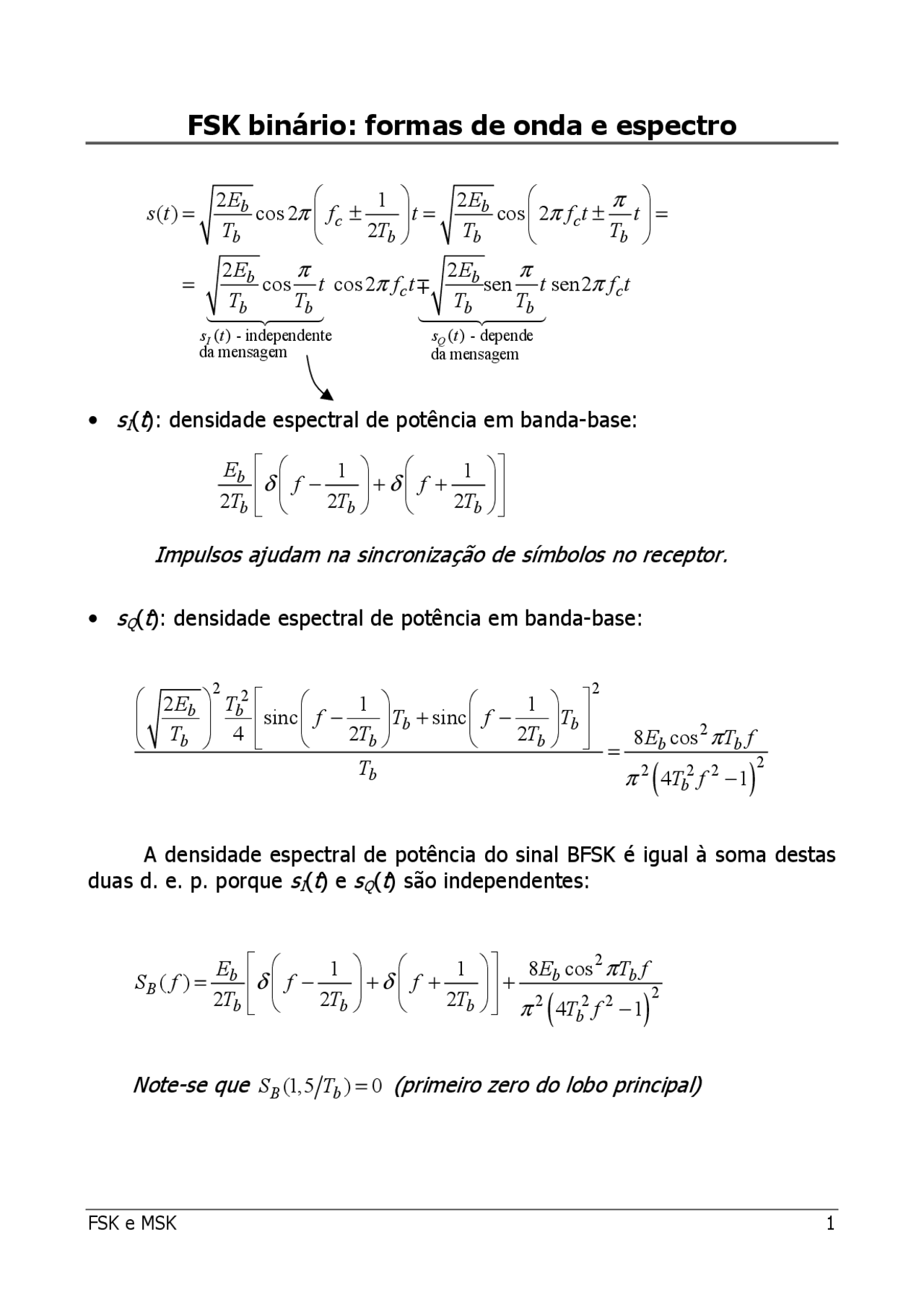 Sistema Comunicação - fsk msk - Arquivos Diversos - Docsity
