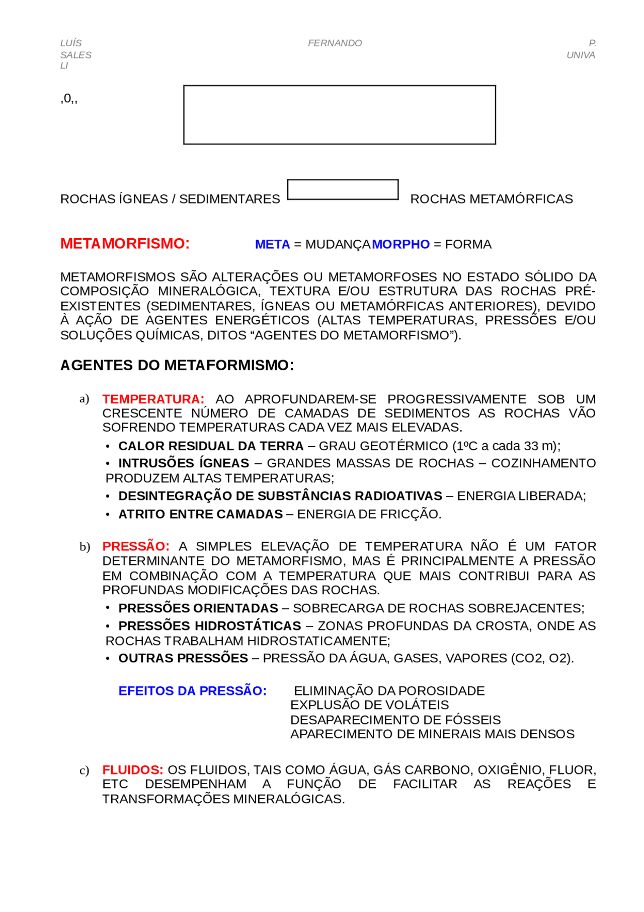 Rochas Metamórficas Geologia Geologia Docsity