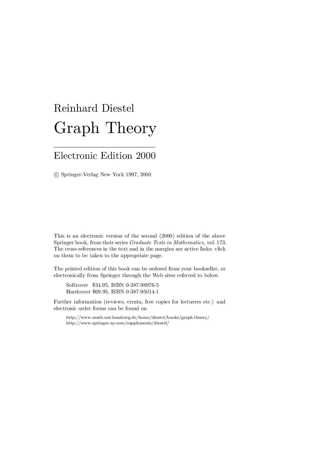 Teoria de Grafos - Graph Theory - Reinhard Diestel - Docsity