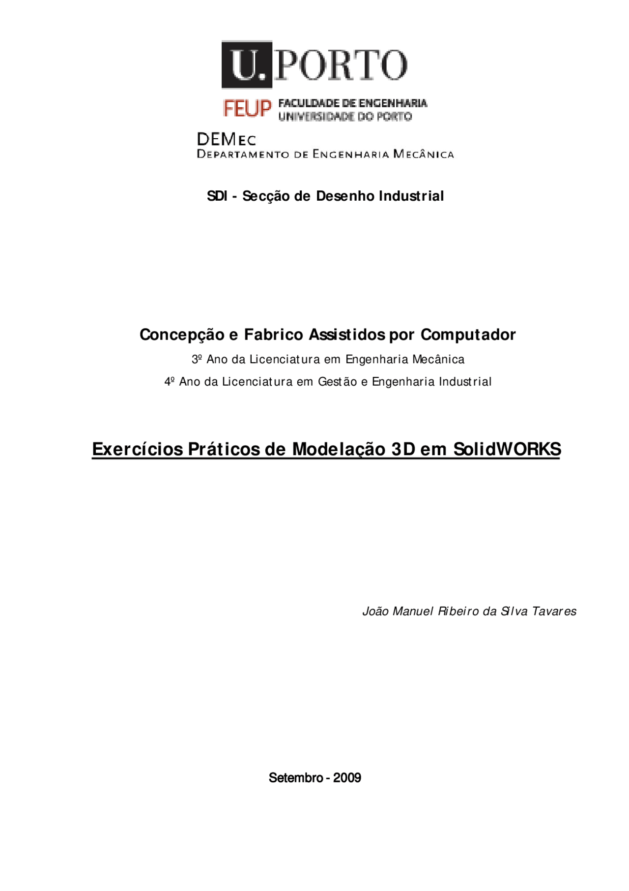 Exercícios Práticos De Solidworks Exercícios Práticos De Modelação 3d