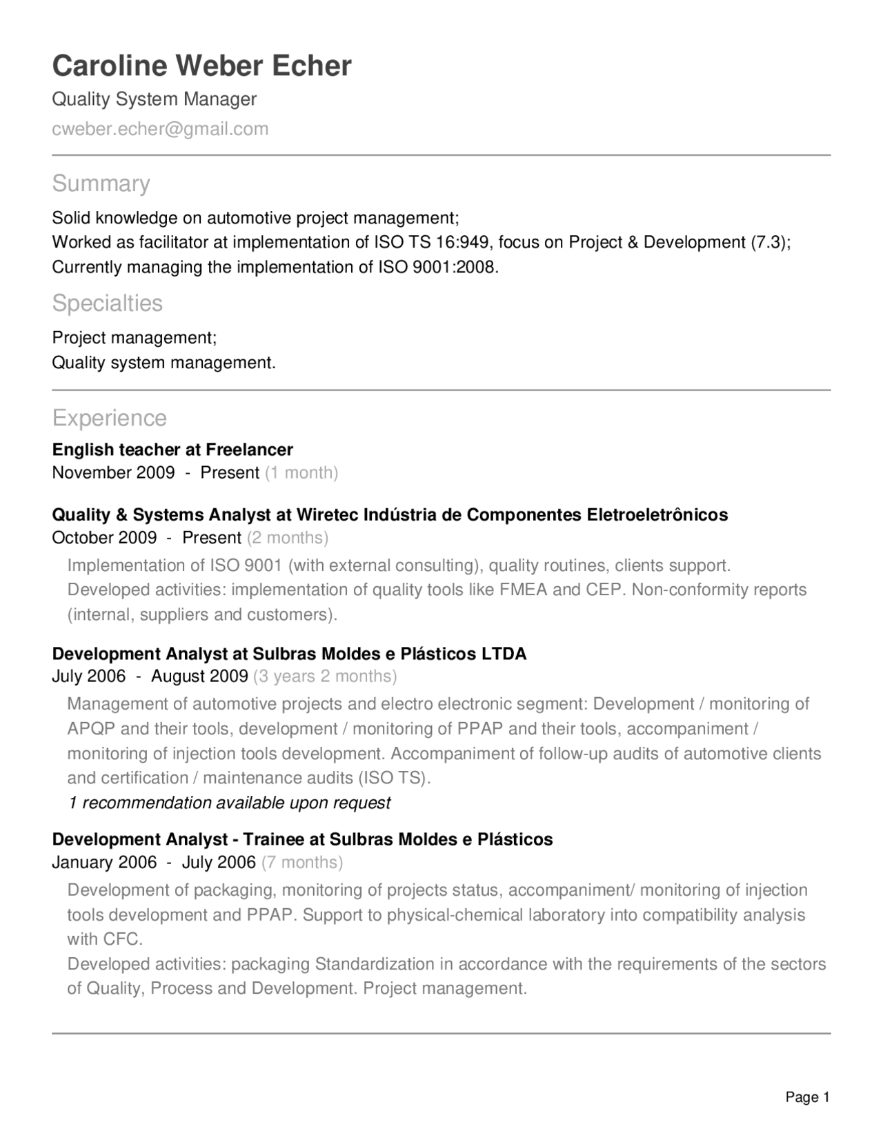 Currículo Curriculum Vitae Docsity