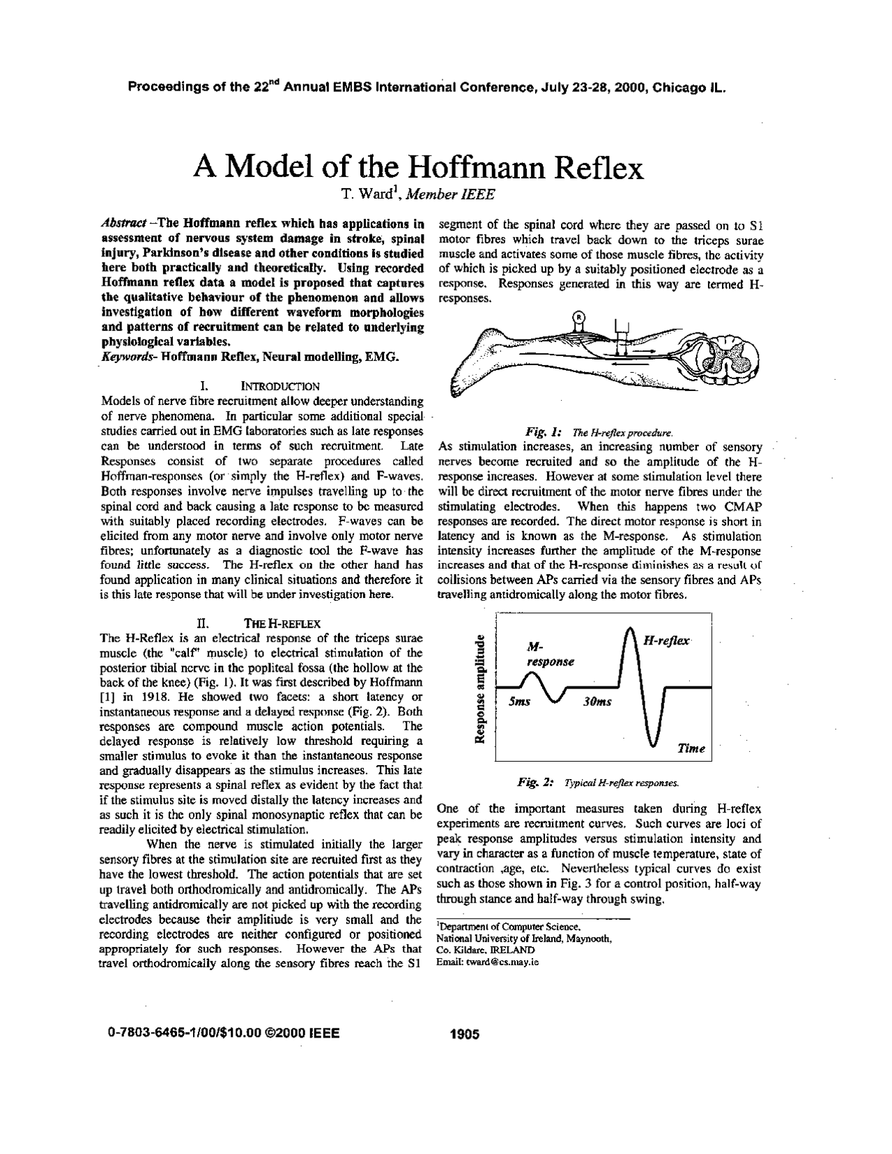 A model of the Hoffmann reflex - Usando os dados do registro do reflexo ...