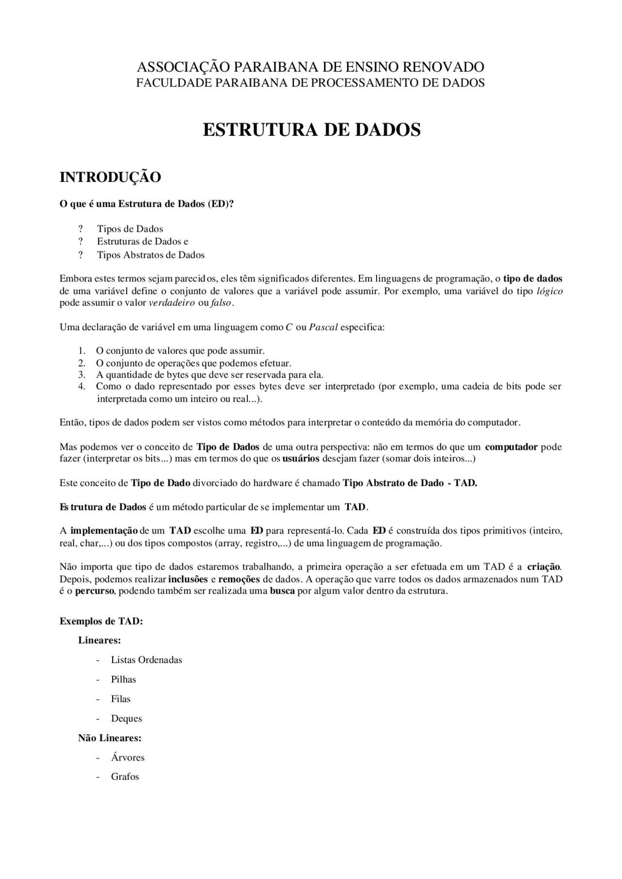Apostila Estrutura De Dados Docsity