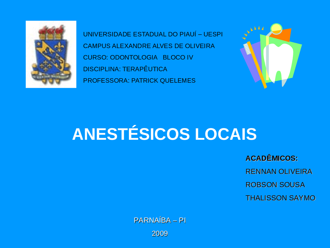 Anéstésicos Locais Aula Sobre Os Diversos Sais Anestésicos