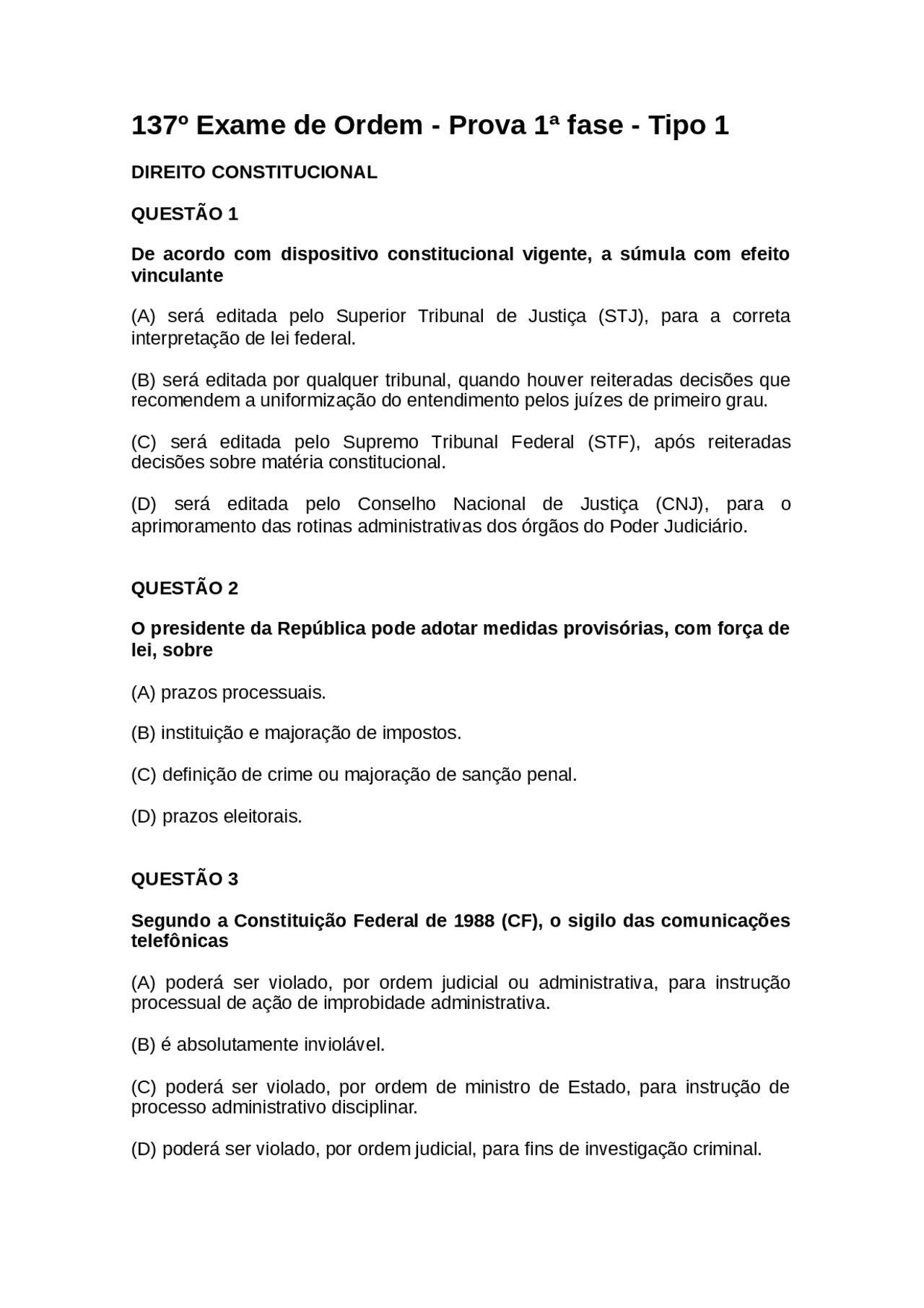 Exercícios Da Oab Exercícios Docsity