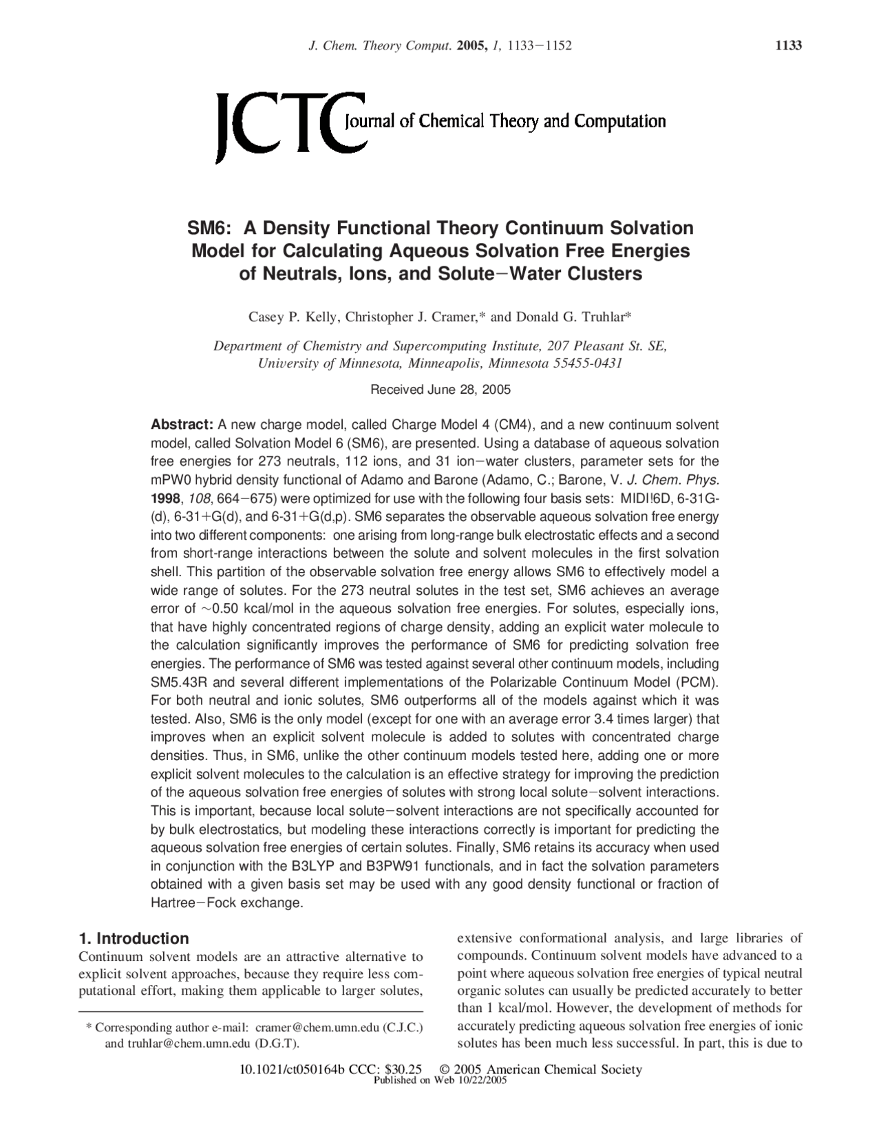 Sm6 A Density Functional Theory Continuum Solvation Sm6 A Density Functional Theory Docsity