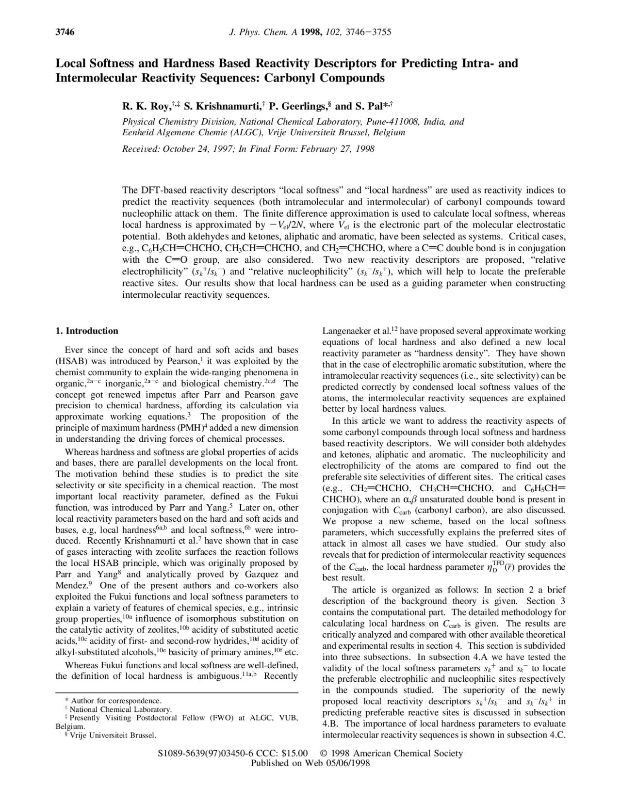 Local Softness and Hardness Based Reactivity Descriptors for Predicting Intra - Local - Docsity