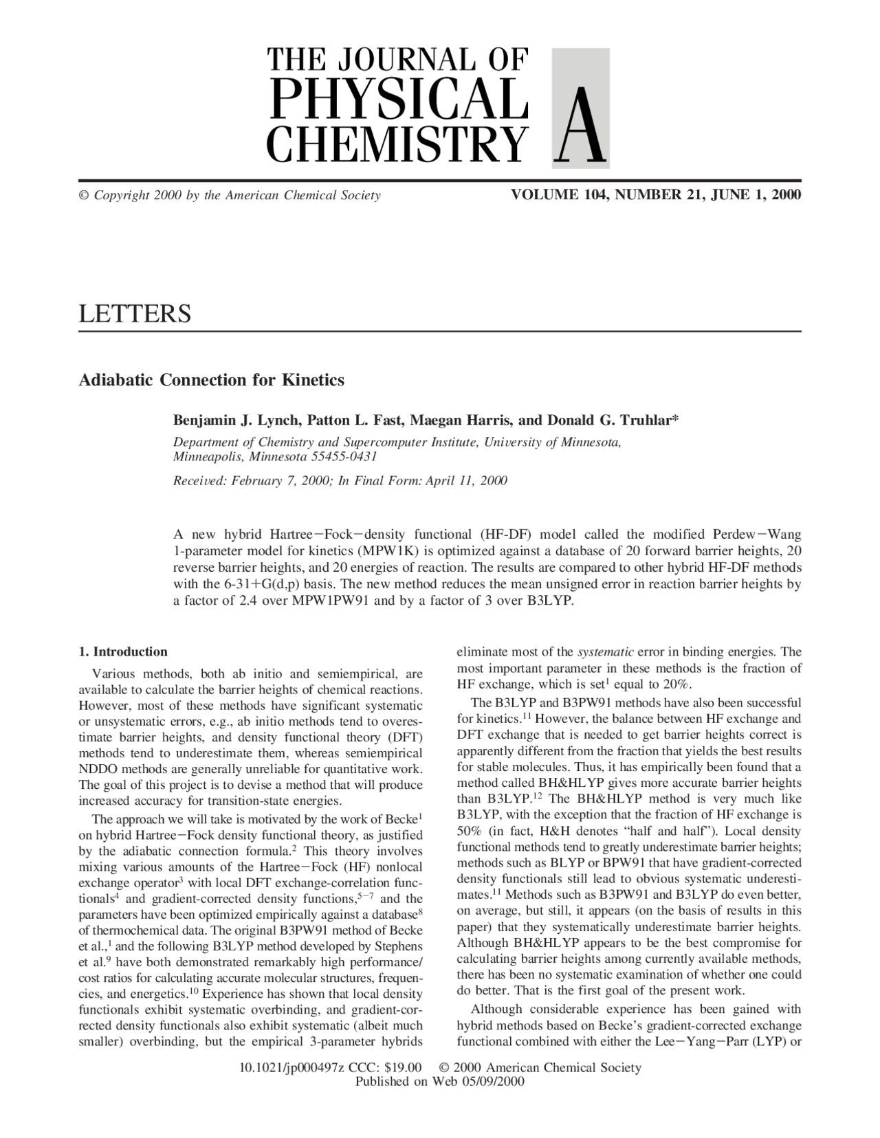 Adiabatic Connection For Kinetics Adiabatic Connection For Kinetics