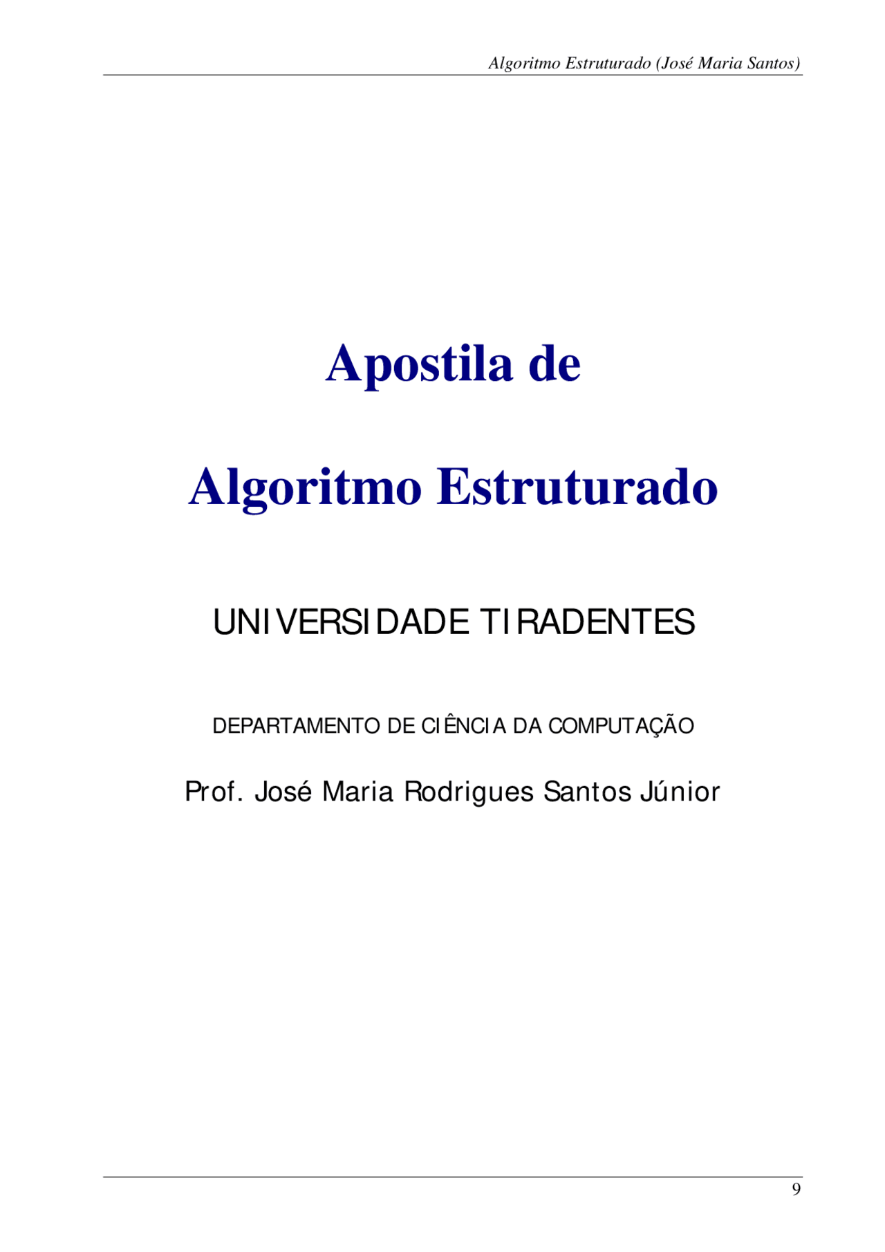Algoritmo Introdução A Programação Docsity