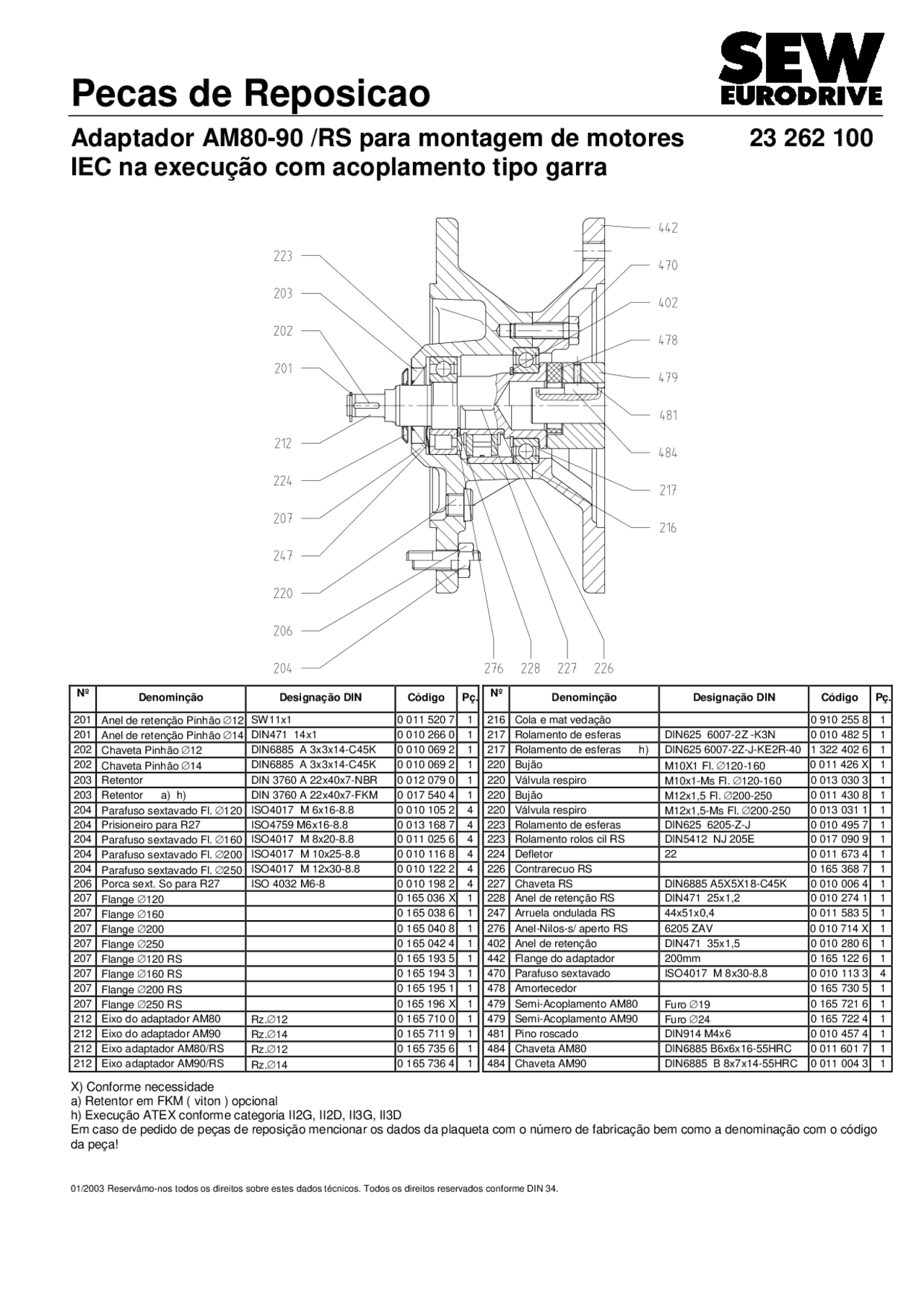 Peças de Reposição AM80-90 - Adaptador AM80-90 /RS para montagem de ...