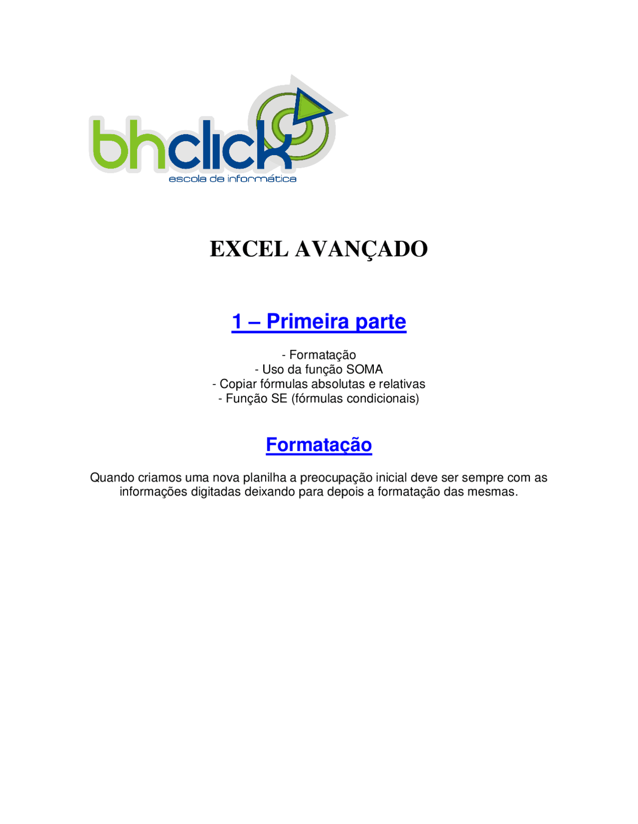 Excel Avançado Excel Avançado Conceito E Função Docsity