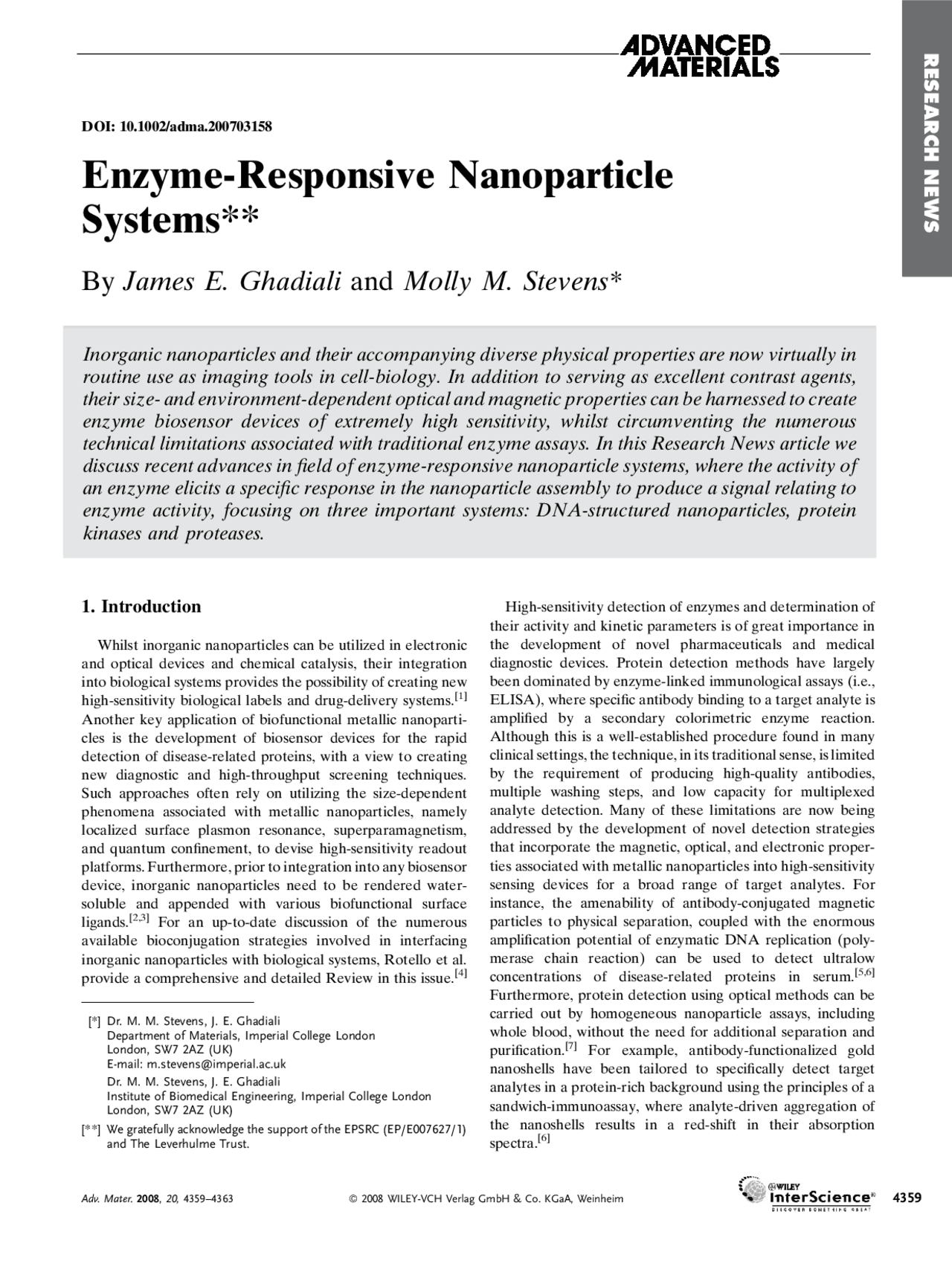Enzyme-Responsive Nanoparticle Systems - Enzyme-Responsive Nanoparticle ...