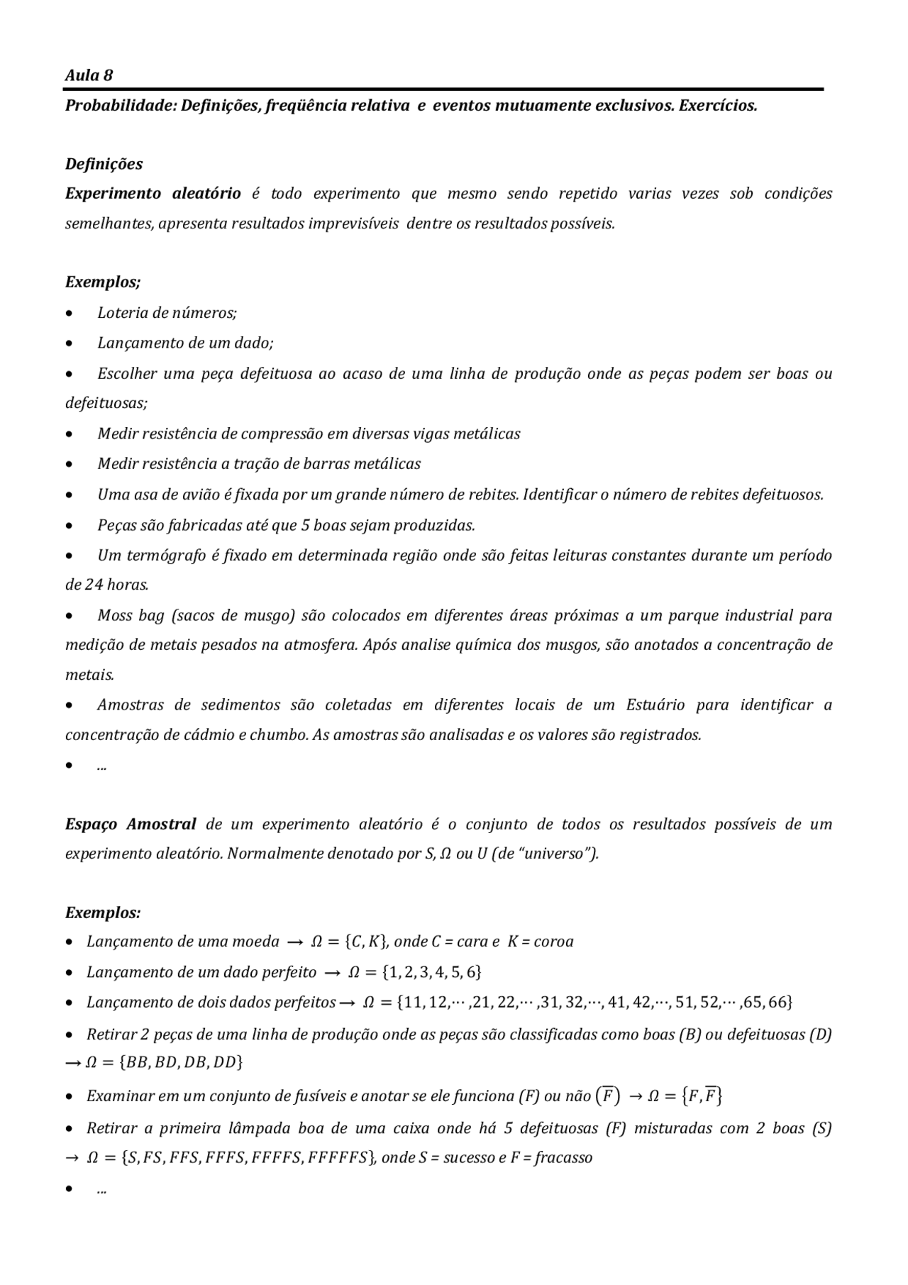 Estatistica aula 8 - aulas basicas de estatistica - Docsity